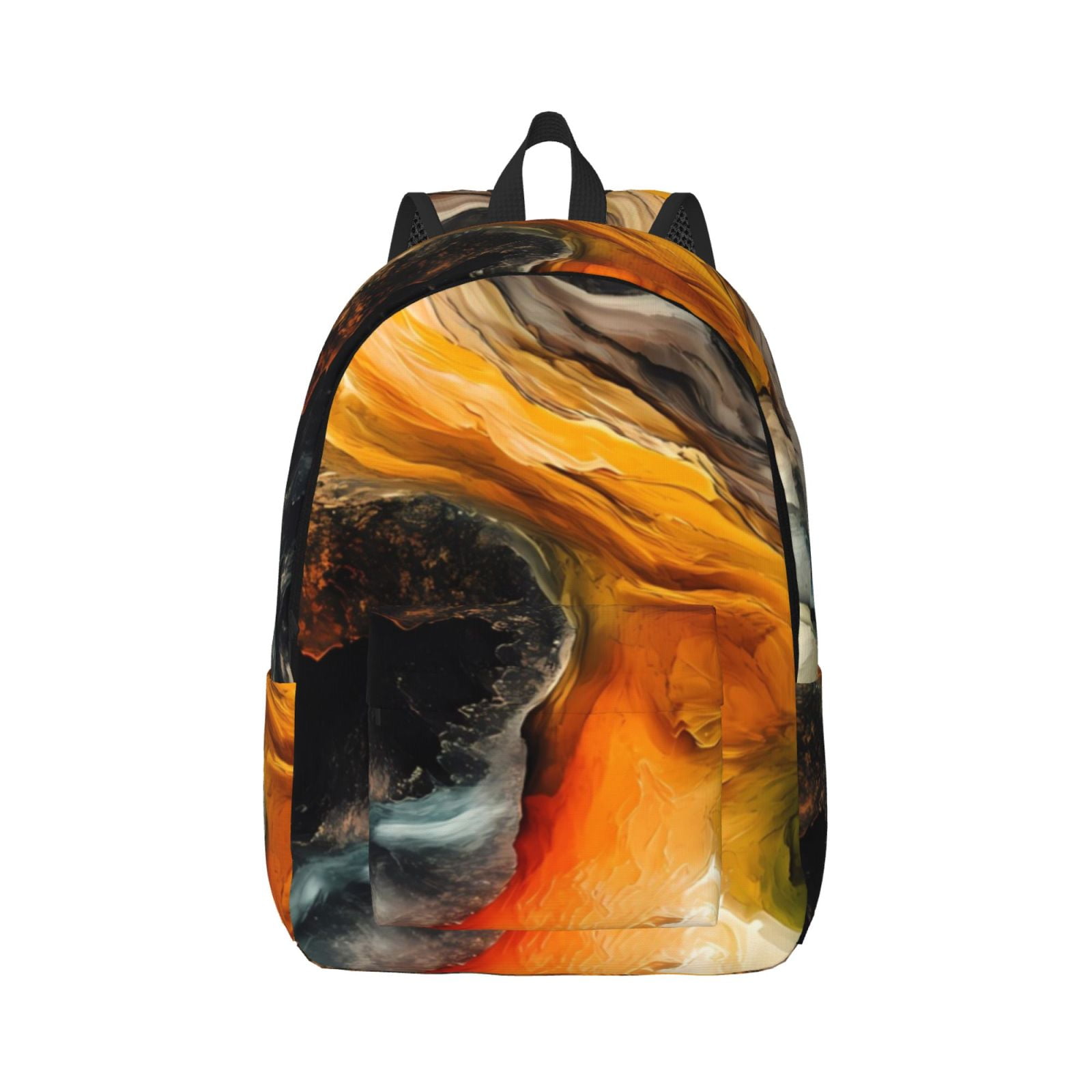 School Backpack for Women/Men - Fiery Marble Flow Lightweight Canvas ...