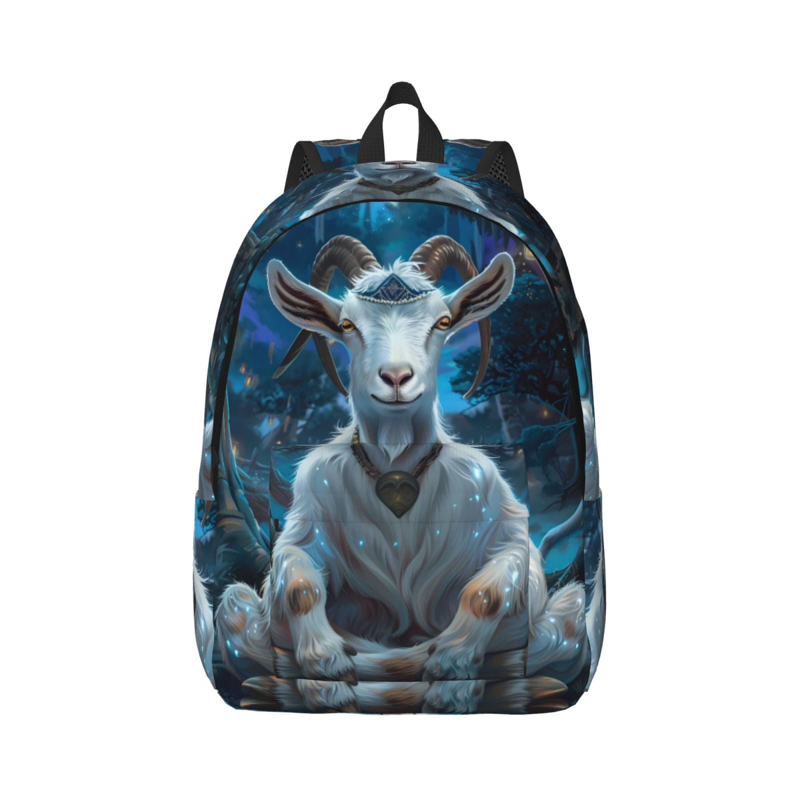 School Backpack for Women/Men - Forest Meditating Goat Lightweight ...