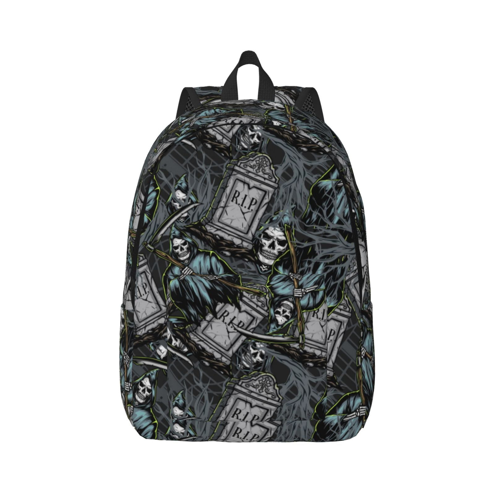 School Backpack for Women/Men - Grim Reaper Tombstones Pattern ...