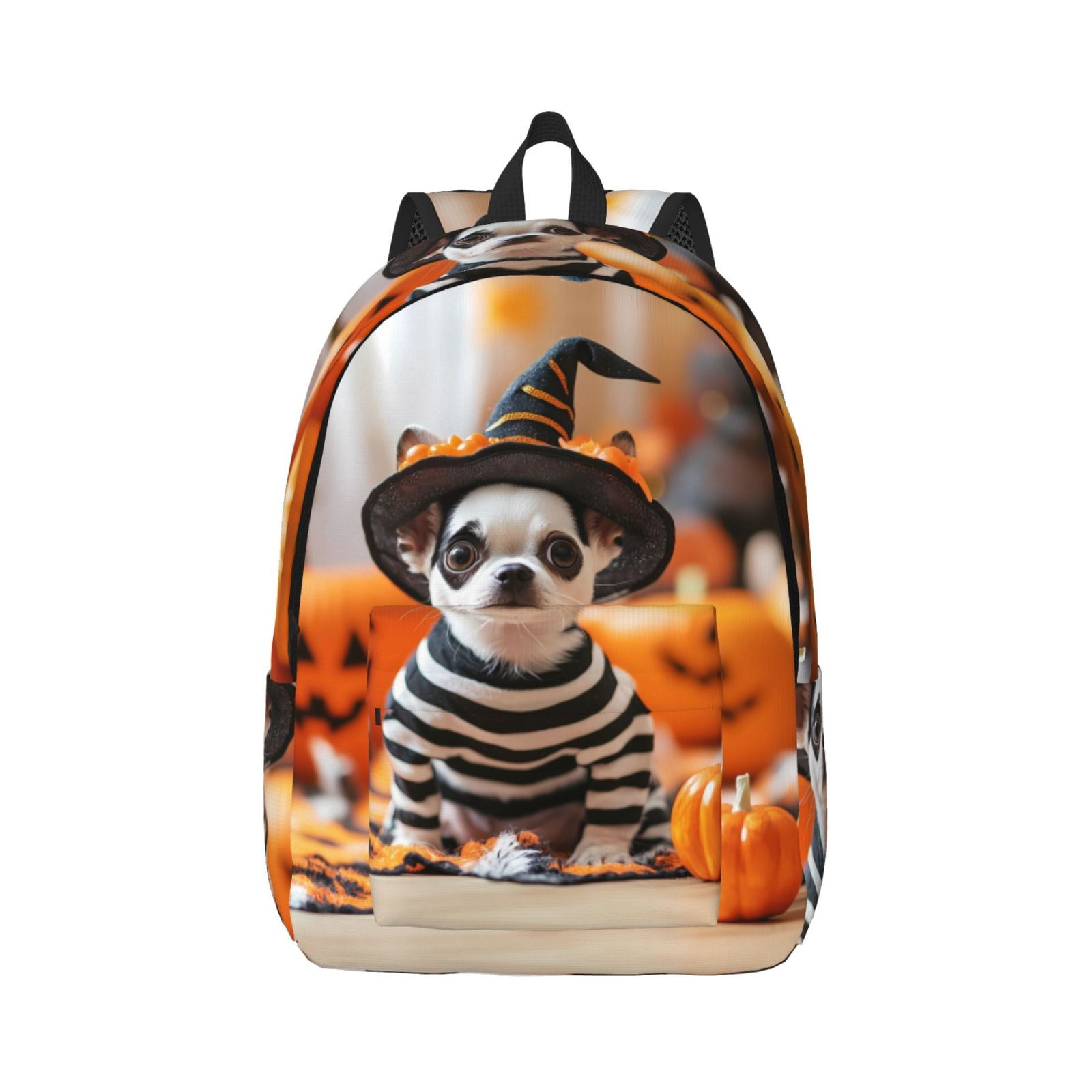 School Backpack for Women/Men - Halloween Cute Dog Witch Hat ...
