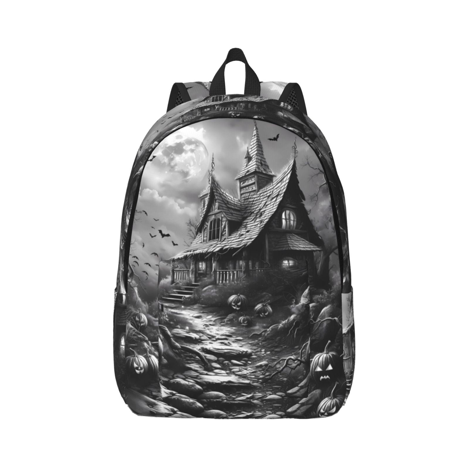 School Backpack for Women/Men - Halloween Haunted House Path ...