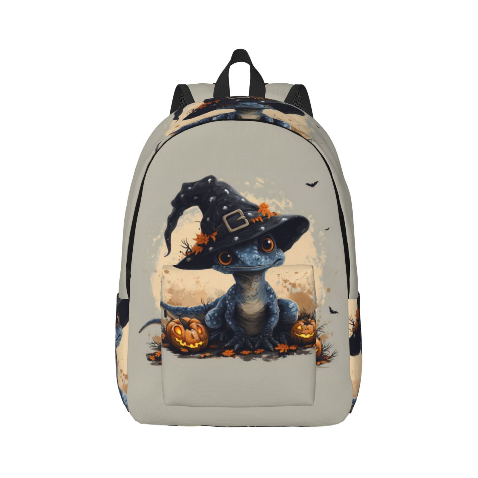 School Backpack for Women/Men - Halloween Witch Hat Lizard Lightweight ...