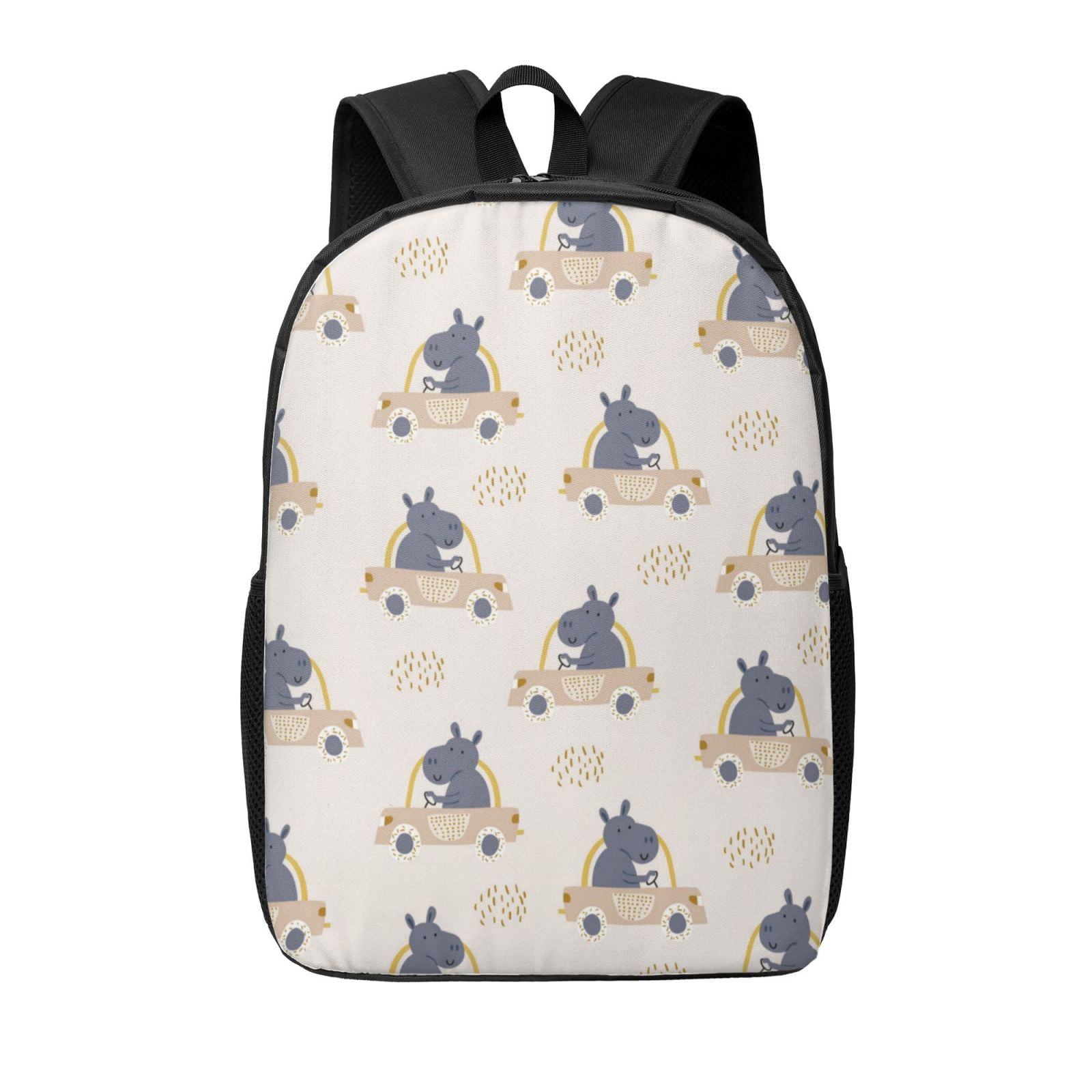 School Backpack for Women/Men - Hippos Driving A Car Lightweight Travel ...