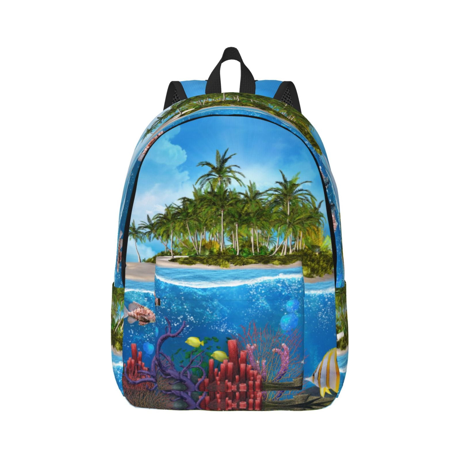 School Backpack for Women/Men - Island And Coral Reef Lightweight ...