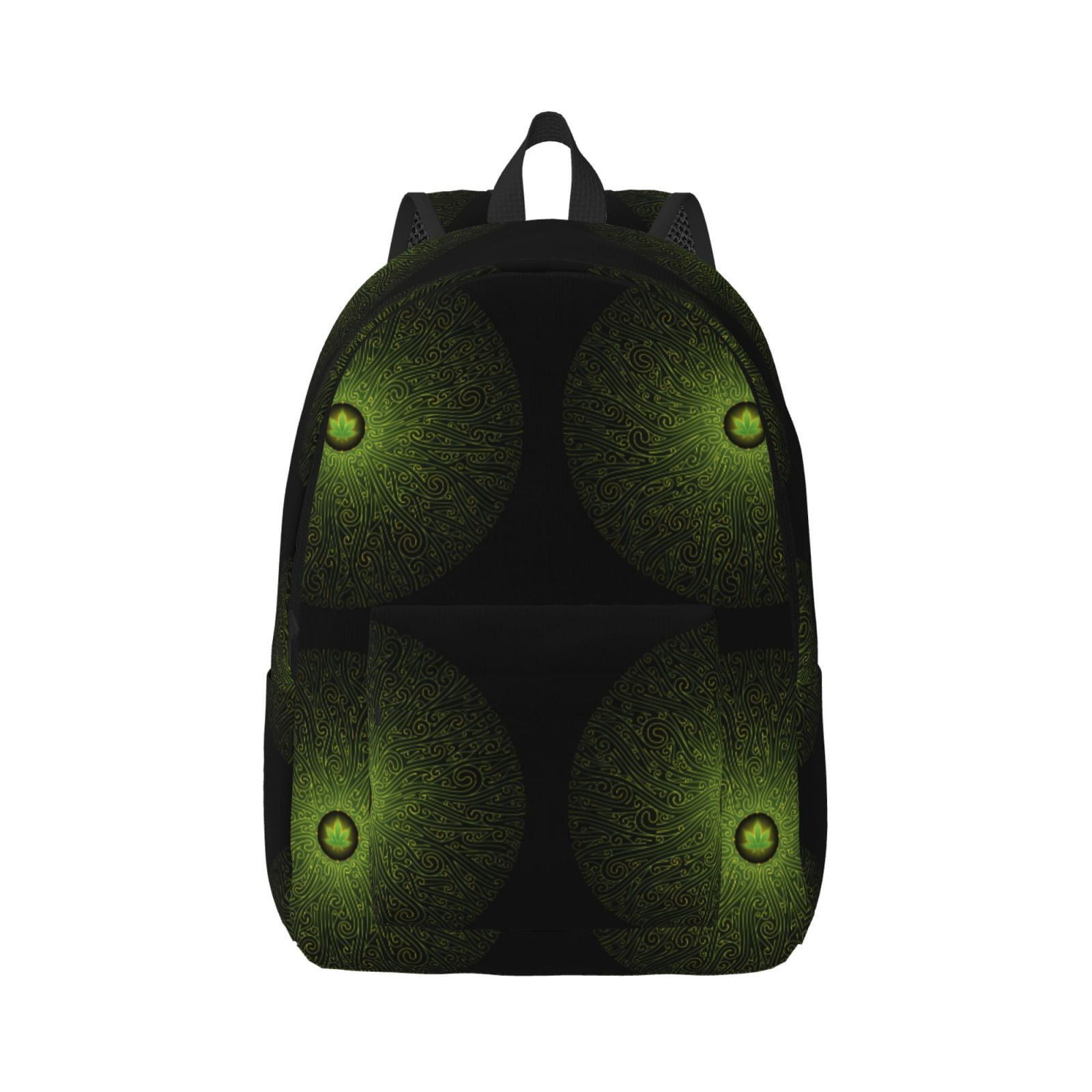 School Backpack for Women/Men - Mandala With Marijuana Leaf Lightweight ...