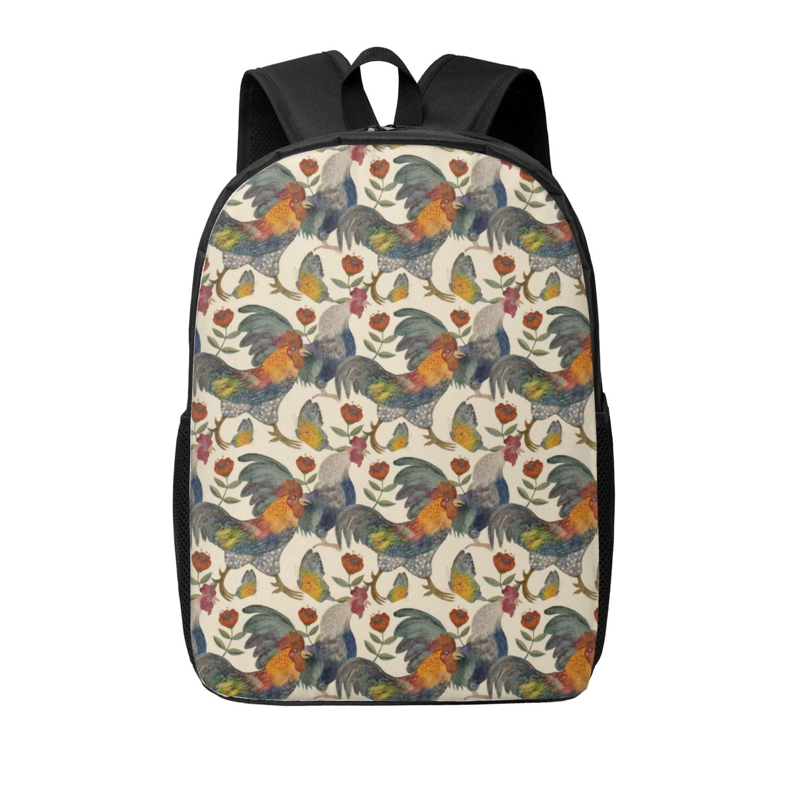 School Backpack for Women/Men - Multi-Colored Roosters Lightweight ...