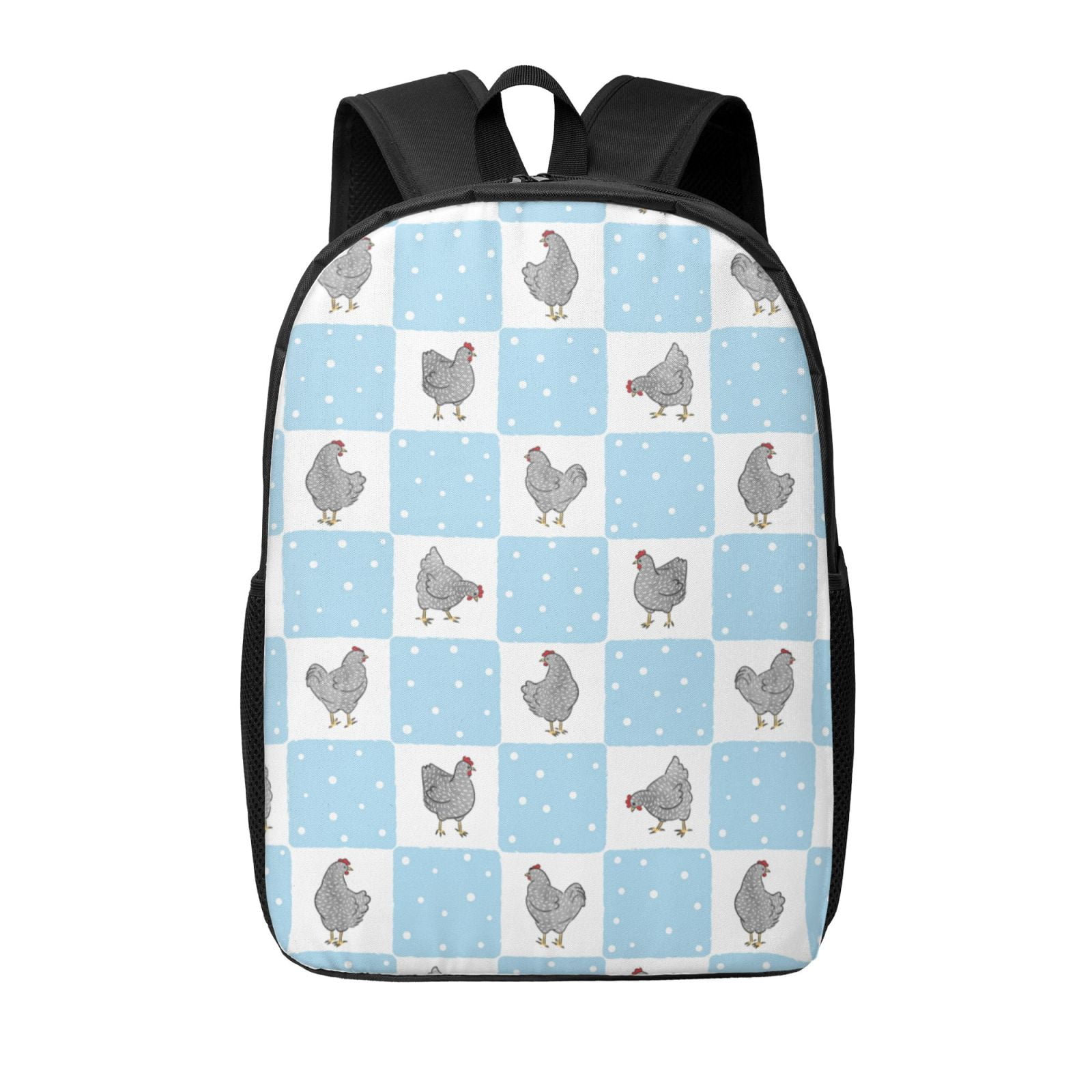School Backpack for Women/Men - Plaid Cartoon Cute Chicken Lightweight ...