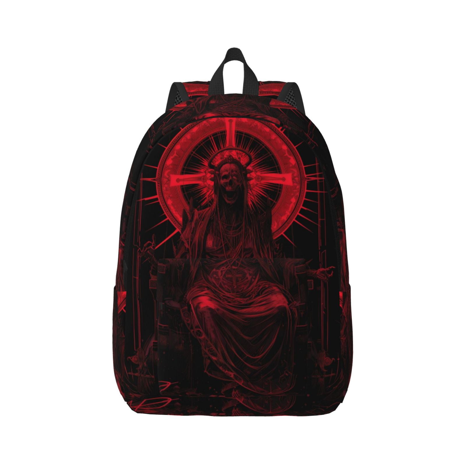 School Backpack for Women/Men - Red Gothic Skeleton Throne Lightweight ...