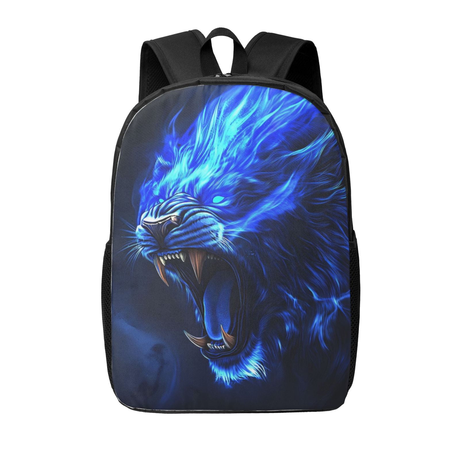 School Backpack for Women/Men - Roaring Blue Lion Flame Lightweight ...