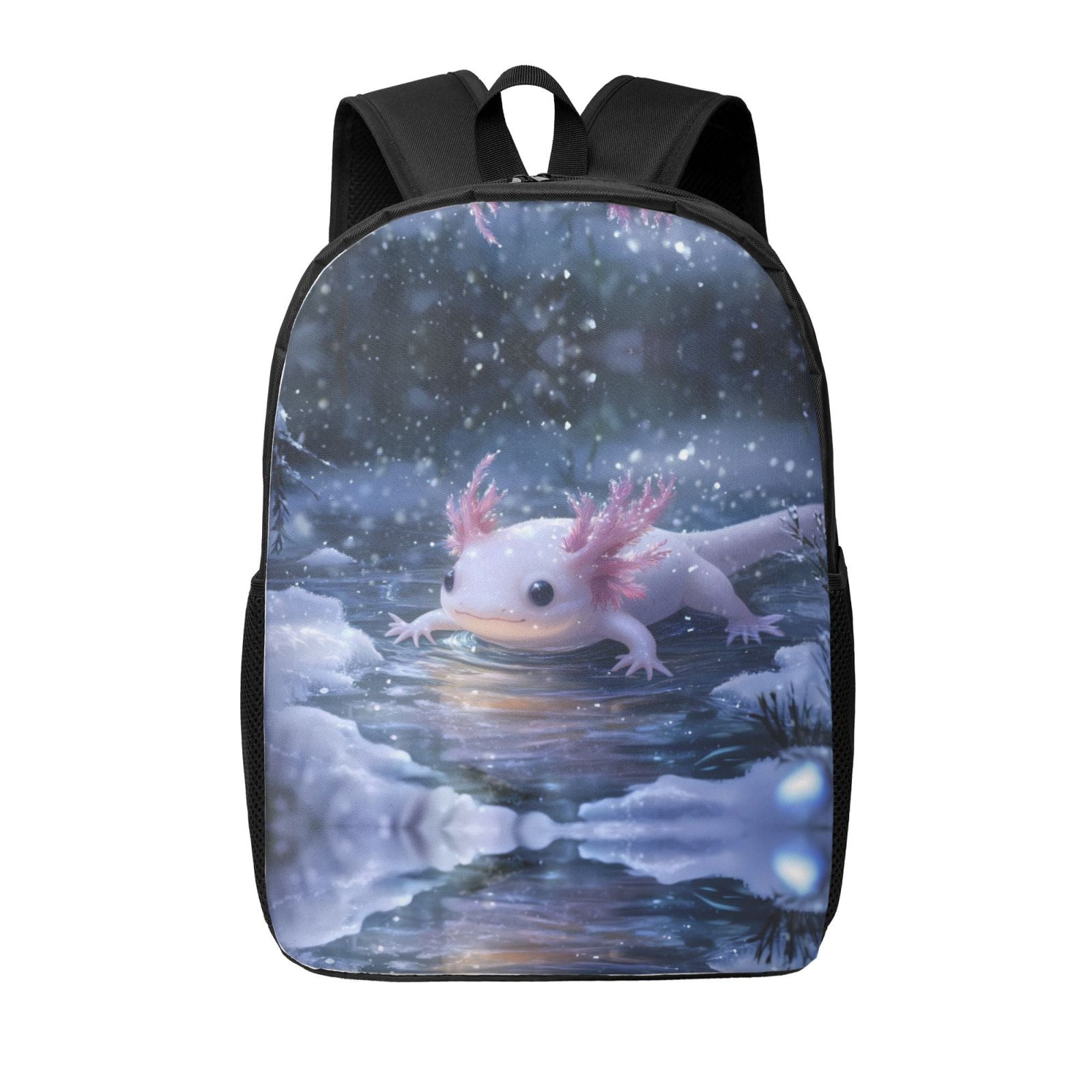 School Backpack for Women/Men - Winter Axolotl in Frozen Pond ...
