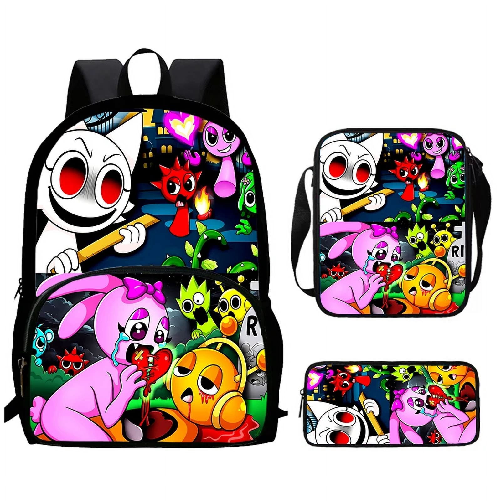 School Backpack with Front Pocket, Shoulder Bags,Cartoon Sprunki School ...