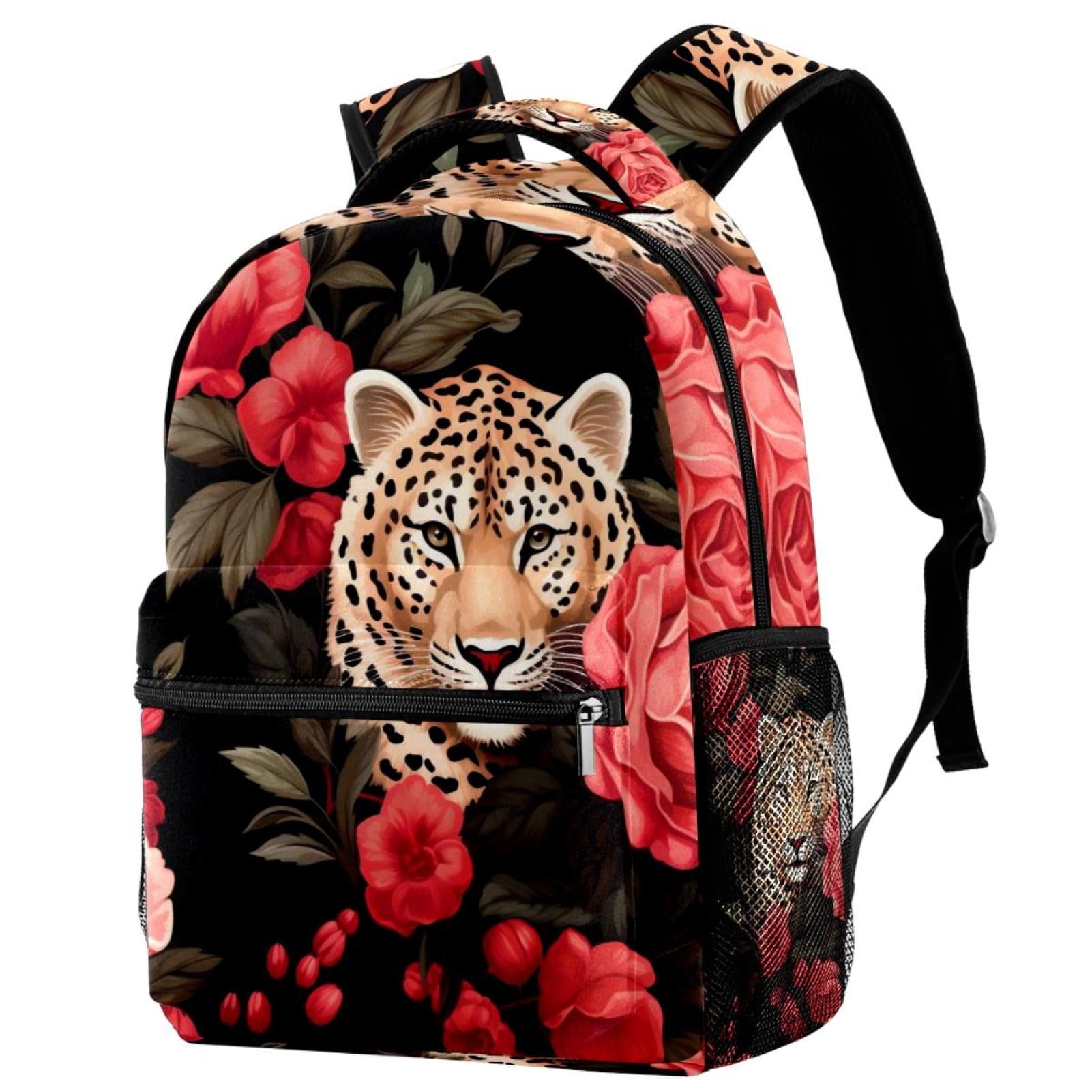 School Backpacks Cheetah with Rose Elementary Students Bookbags with ...