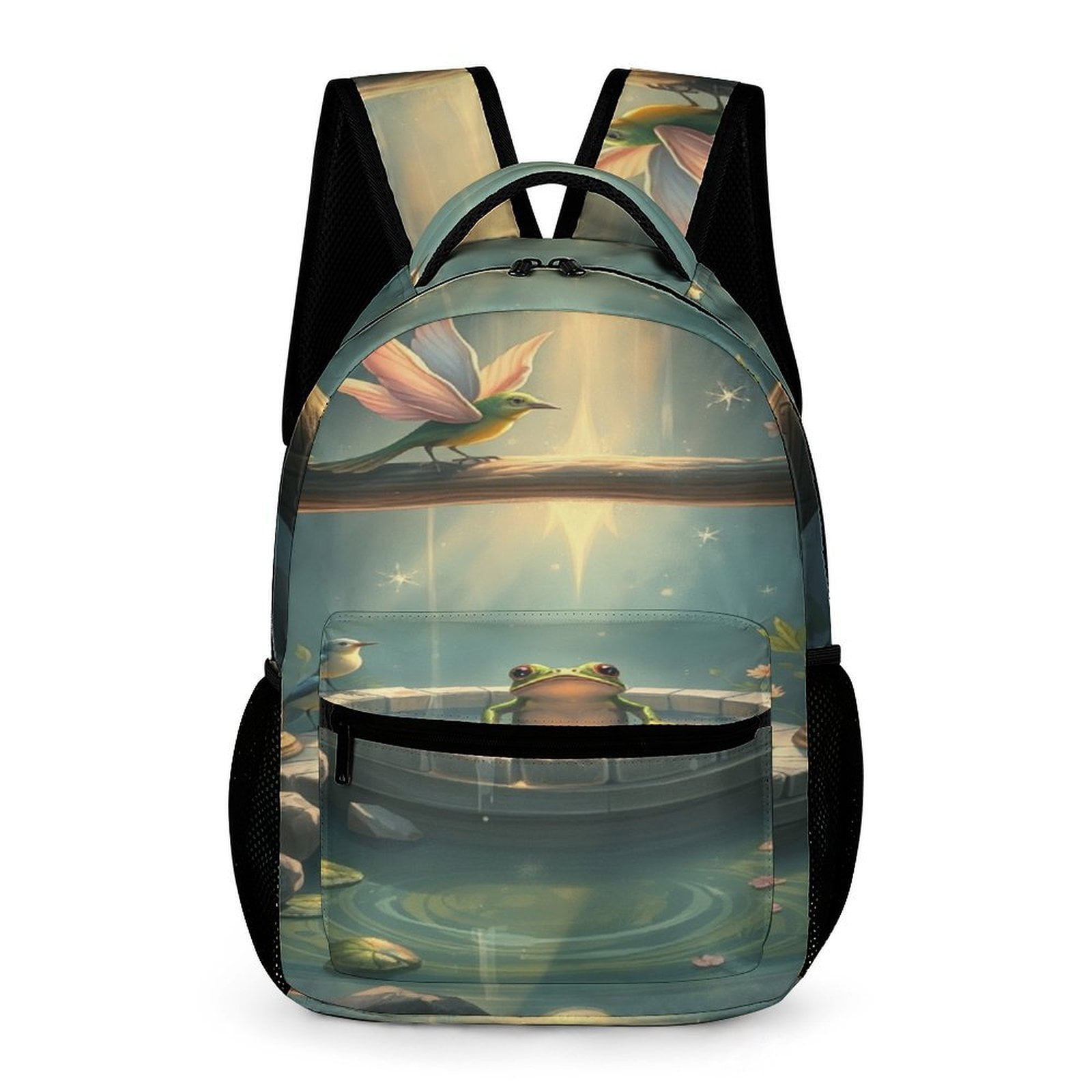 School Bags for Teenage Waterproof High School Backpack Women Frog in The Pond Student Book Bag ...