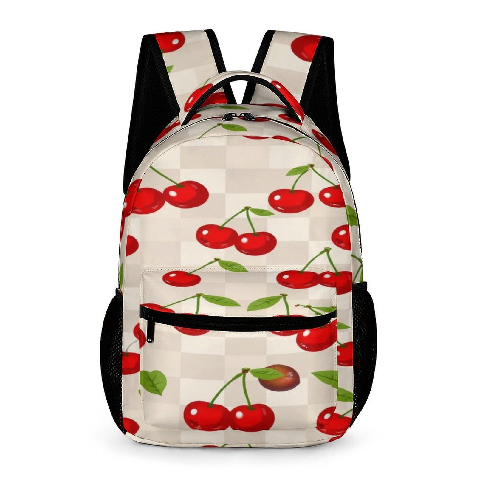 School Bags for Teenage Waterproof High School Backpack Women Red Cherry Pattern Student Book ...