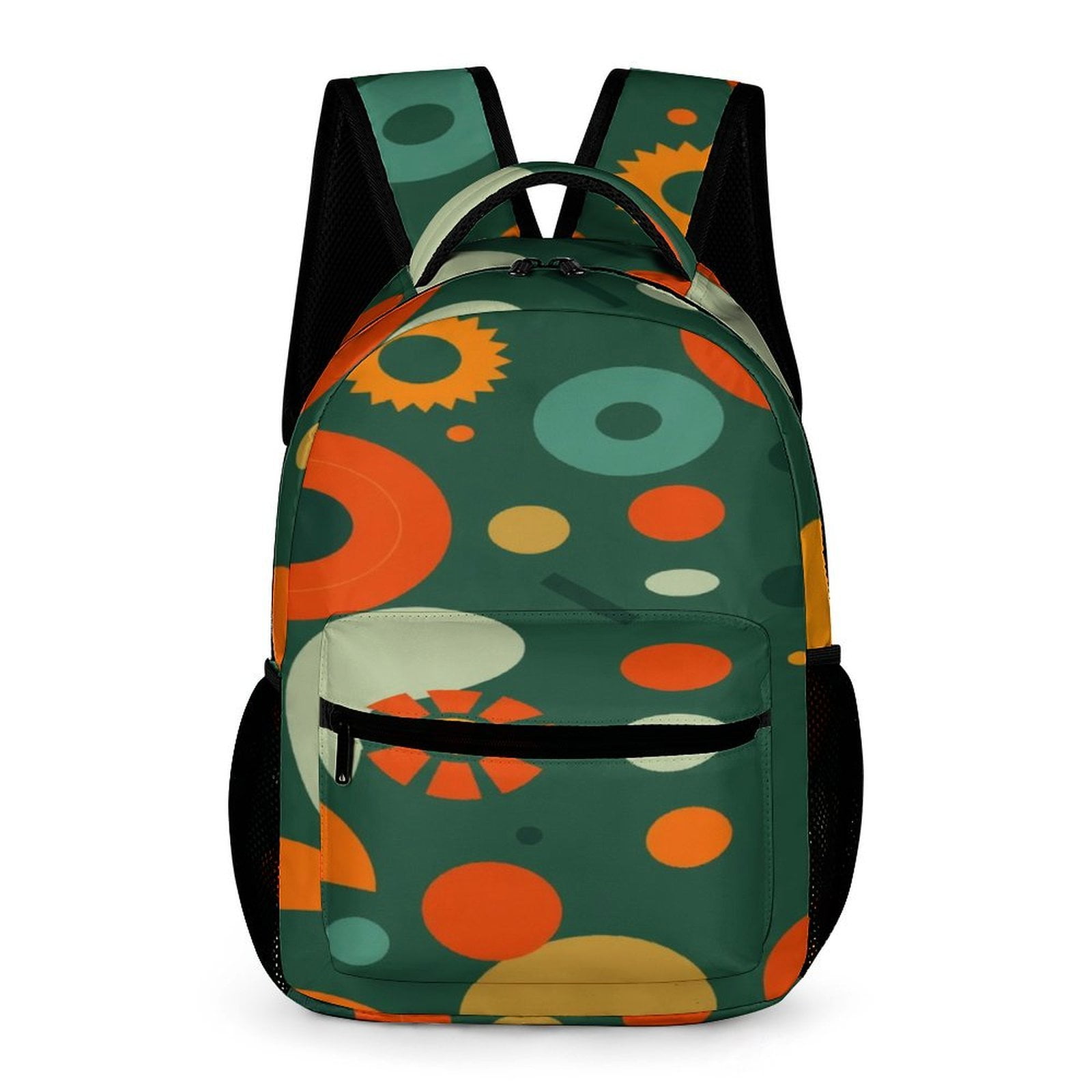 School Bags for Teenage Waterproof High School Backpack Women Retro Circle Pattern Student Book ...
