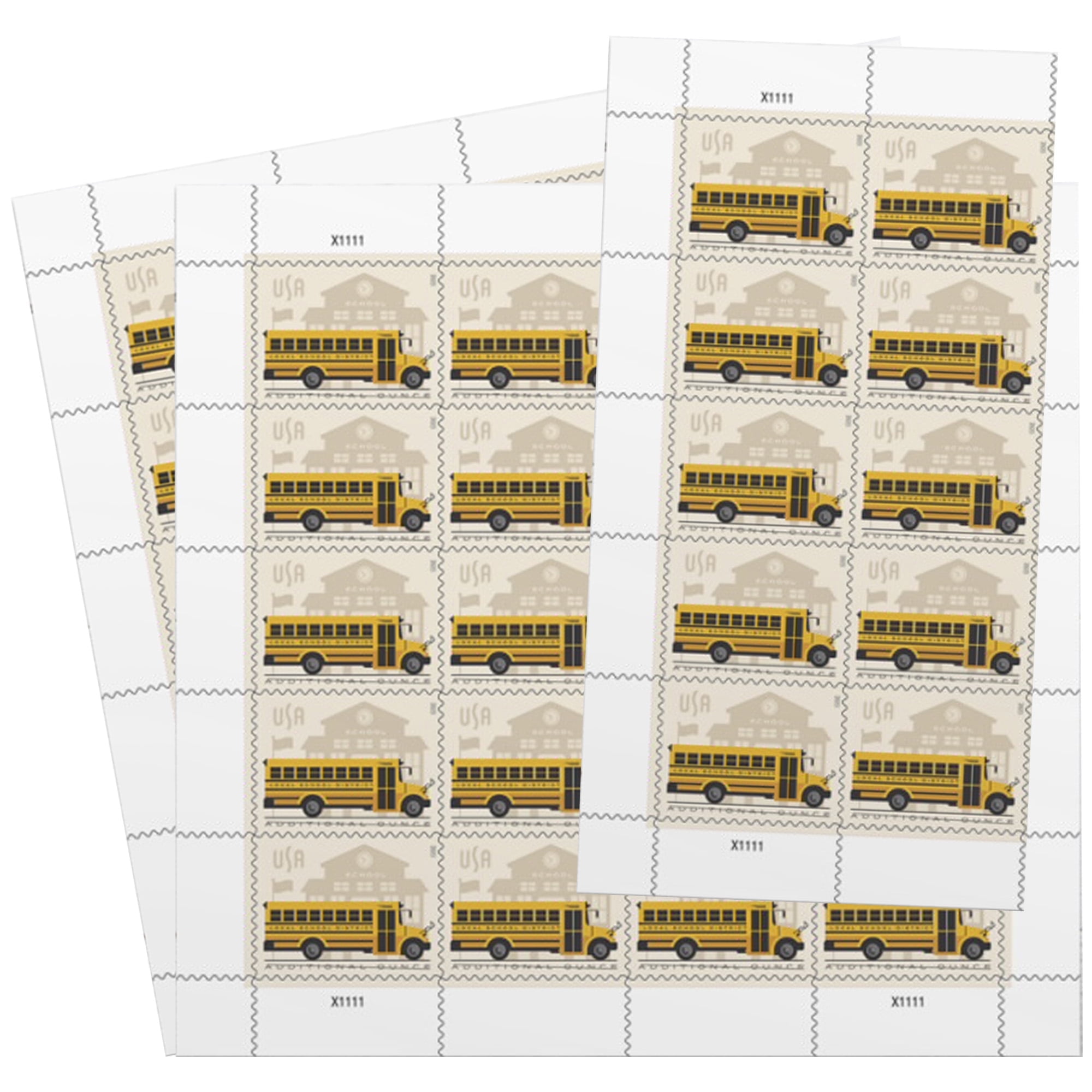 School Bus ADDITIONAL OUNCE USPS Postage Stamp 50 US Postal First Class ...