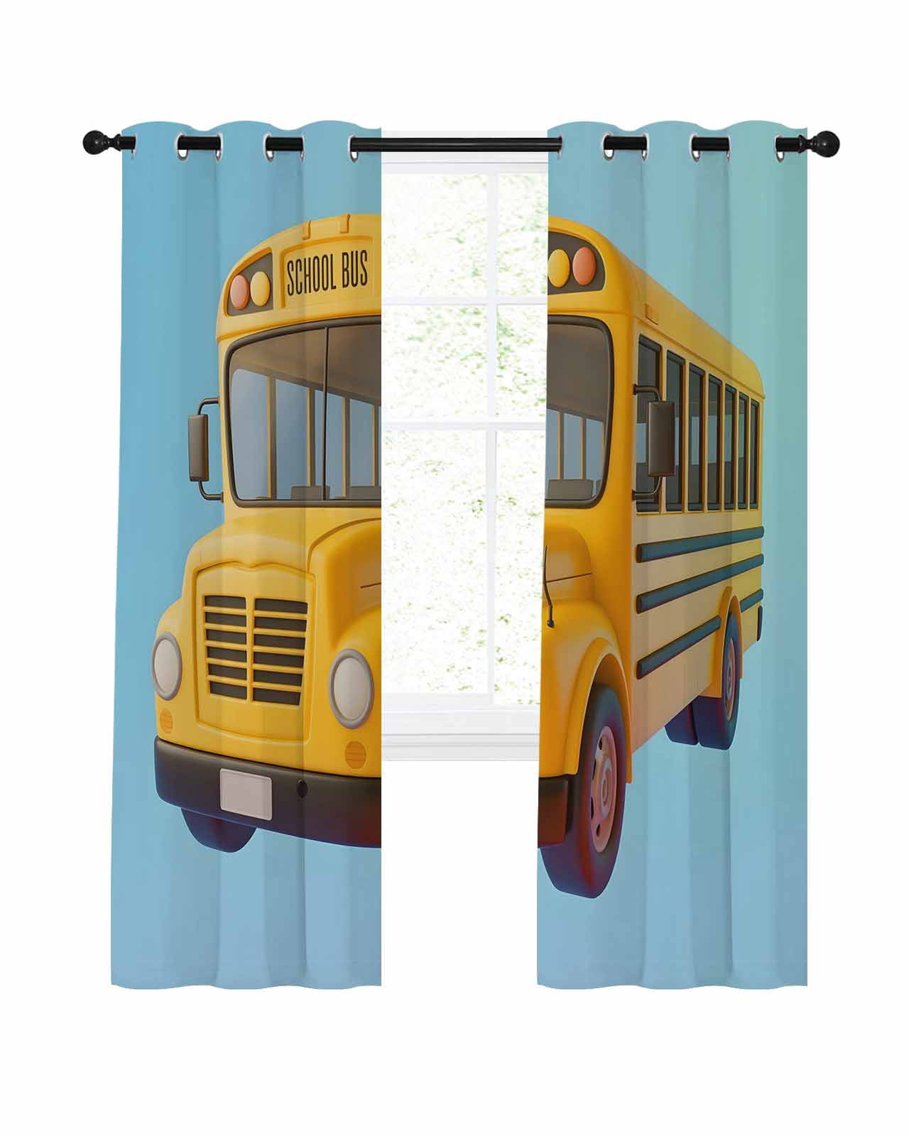 School Bus Blackout Curtains, Light Blocking Print Window Curtains ...