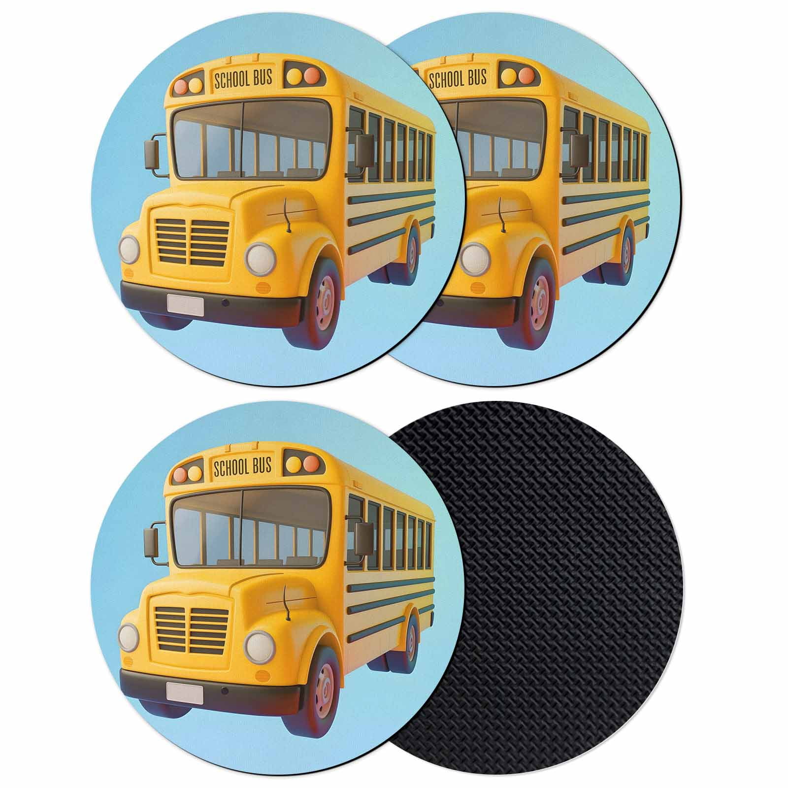 School Bus Coasters Set of 4, Absorbent Coasters for Drinks, Cartoon ...