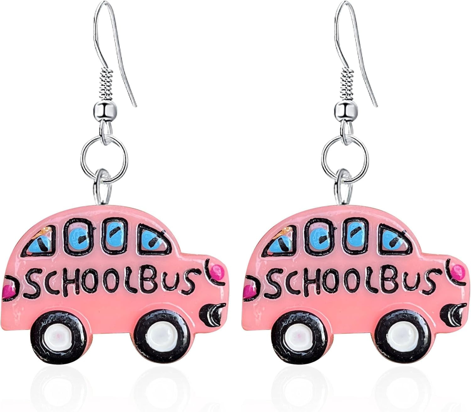 School Bus Dangle Earrings - Cute Yellow Cartoon Statement Earrings ...