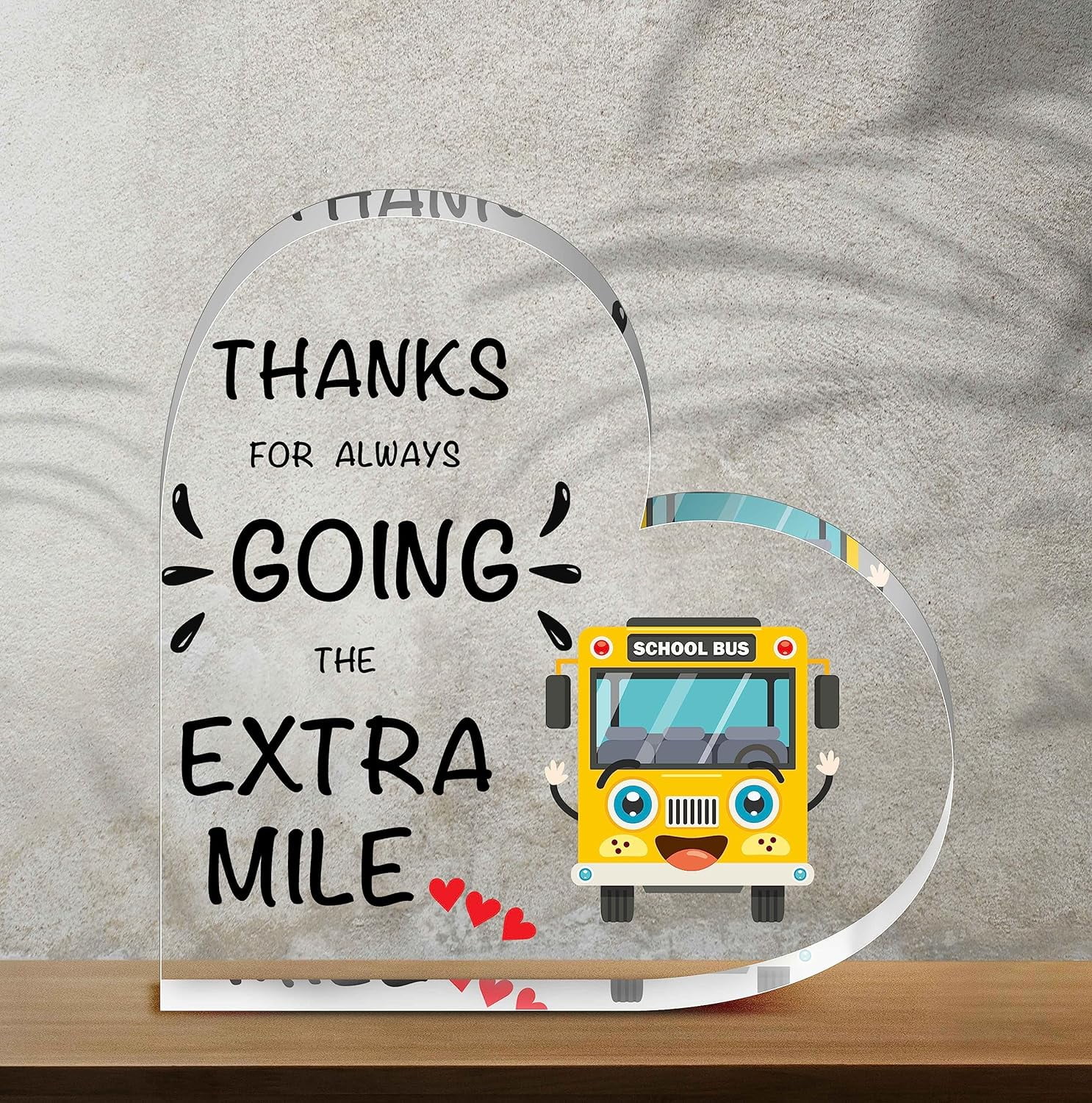 School Bus Driver Appreciation Gifts, Acrylic Heart Sign Bus Driver ...