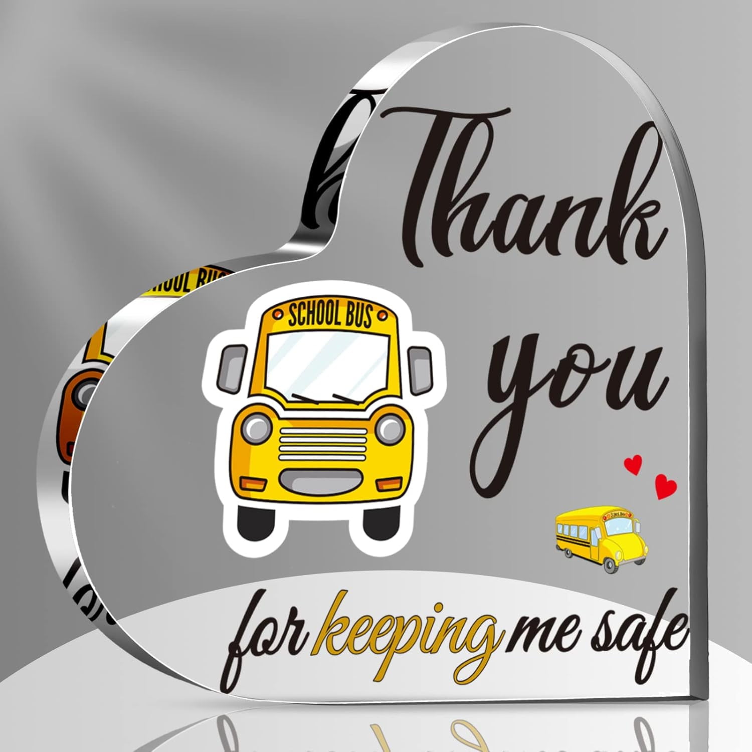 School Bus Driver Appreciation Gifts for Men Women Acrylic Heart ...