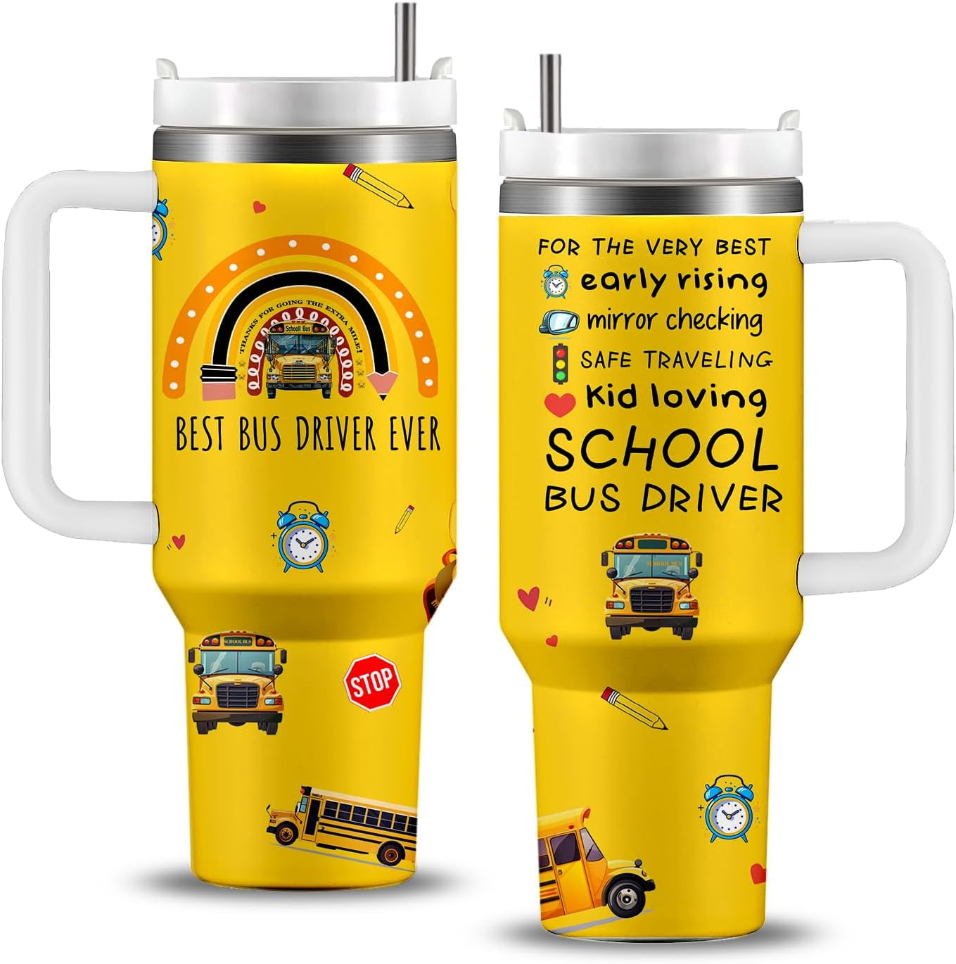 School Bus Driver Gifts - 40 Oz School Bus Driver Tumbler with Handle ...