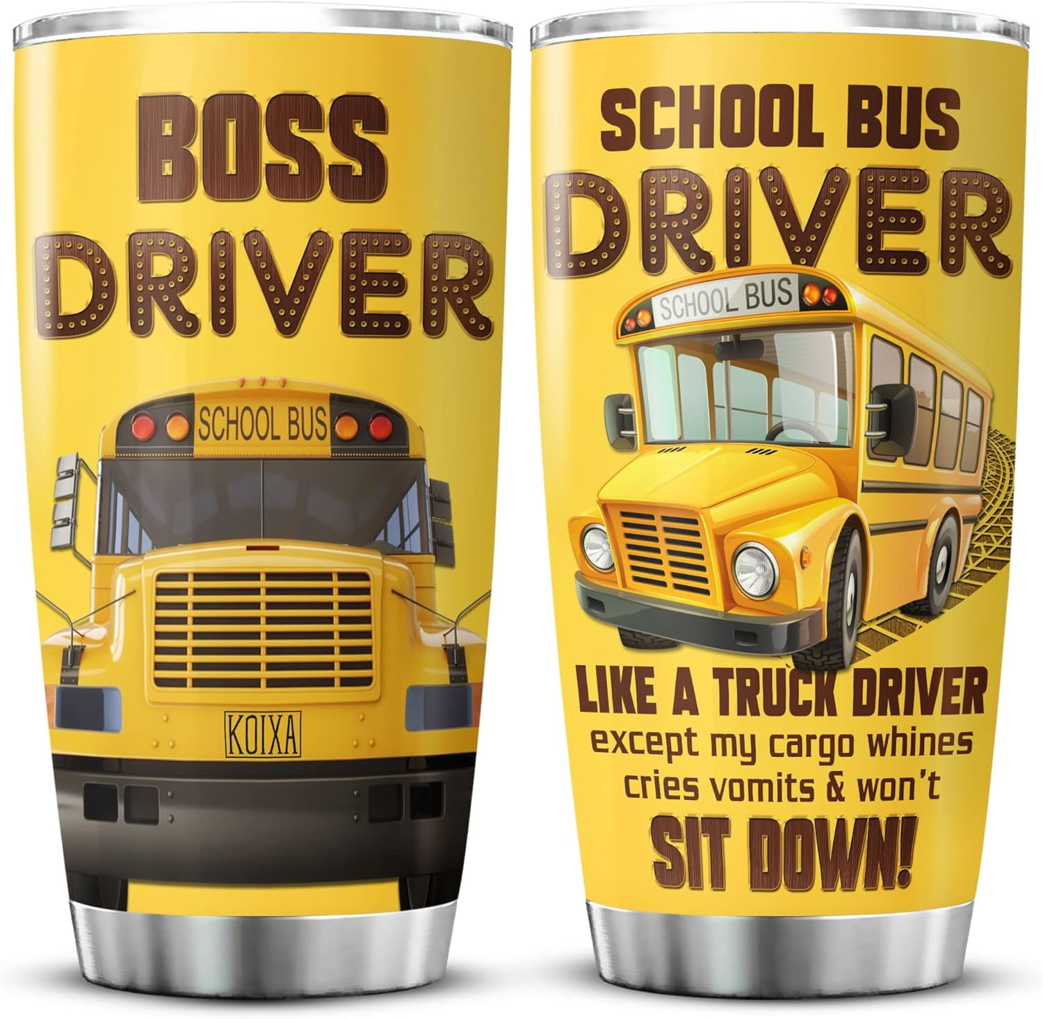 School Bus Driver Gifts Tumbler With Lid 20 Oz Funny Saying Cup For Men ...