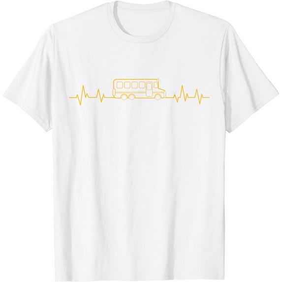 School Bus Driver Heartbeat Yellow Shuttle Student Transit T-Shirt ...