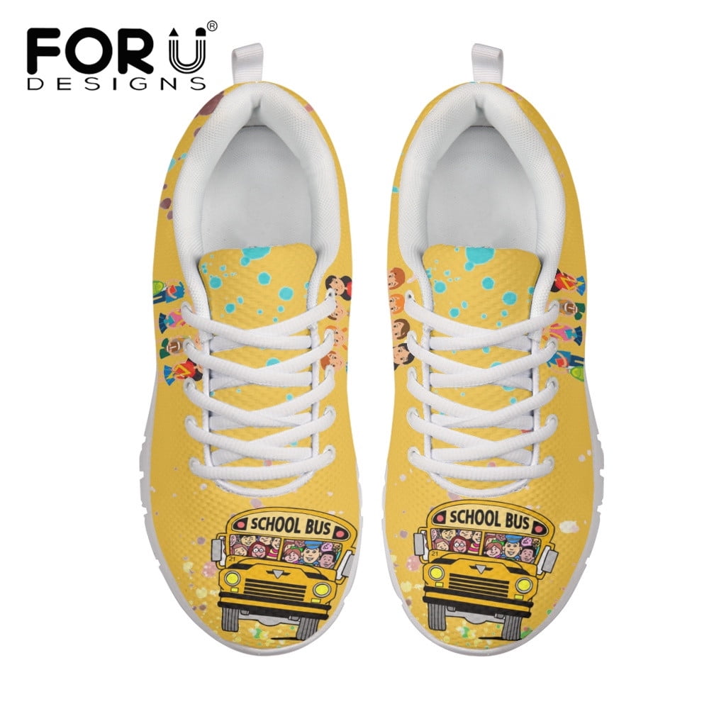 School Bus Driver Pattern Woman American Flag Print Woman Flats Lace Up ...