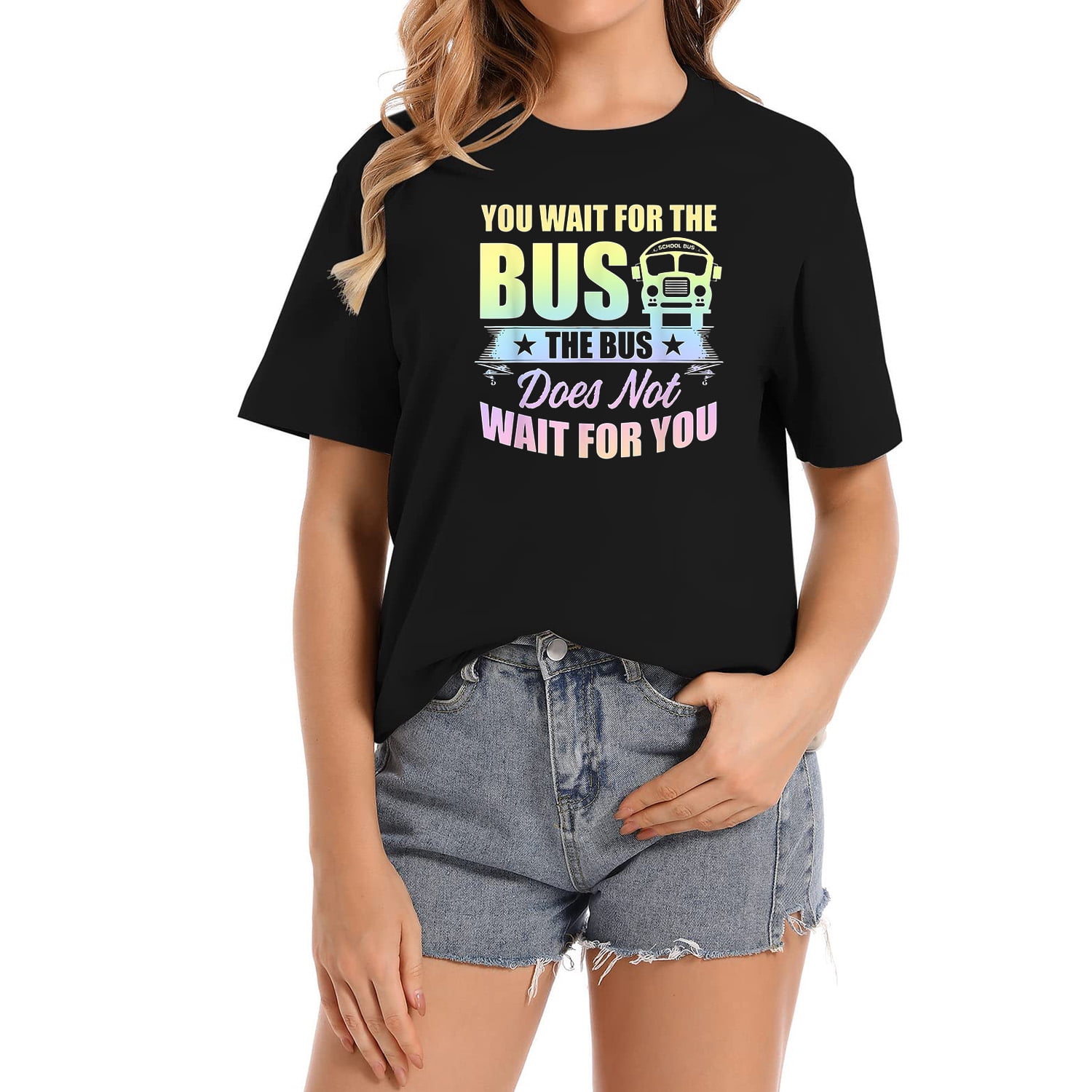 School Bus Driver Student Wait Stop Humor Pastel Rainbow T-Shirt - Walmart.com