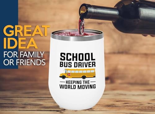 School Bus Driver White Edition Wine Tumbler 12oz - drivers Keeping the ...