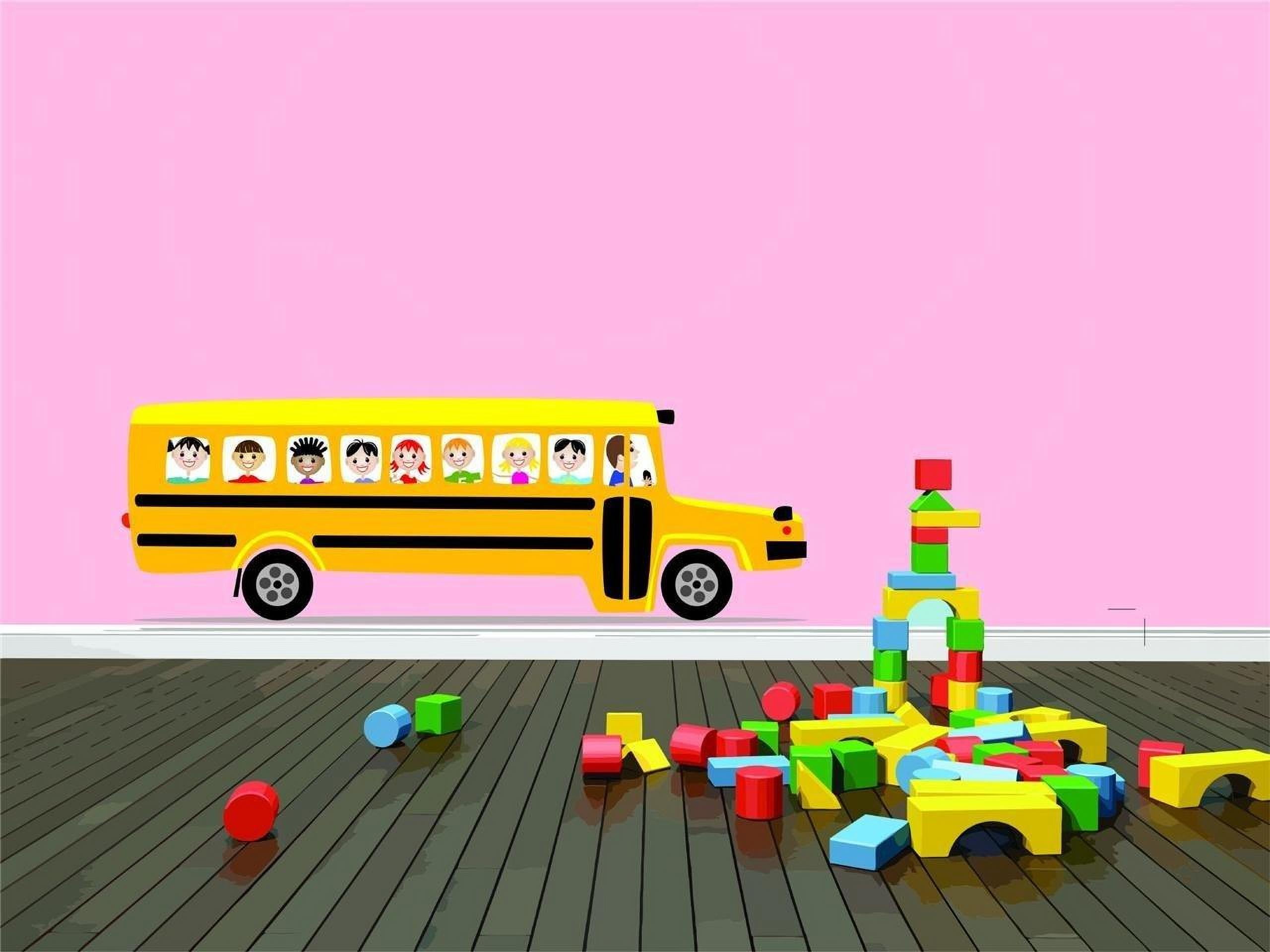 School Bus With Driving Boys Room Teddy Bear Trains Dino Dinosaurs ...