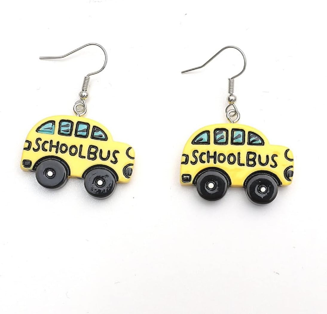 School Bus Drop Dangle Earrings Resin Funny Cartoon Car Creative for ...