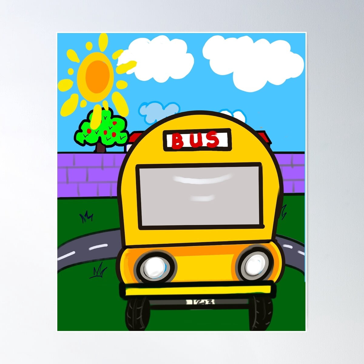 School Bus For Kids. Yellow Bus For Toddlers And Children Poster Wall ...