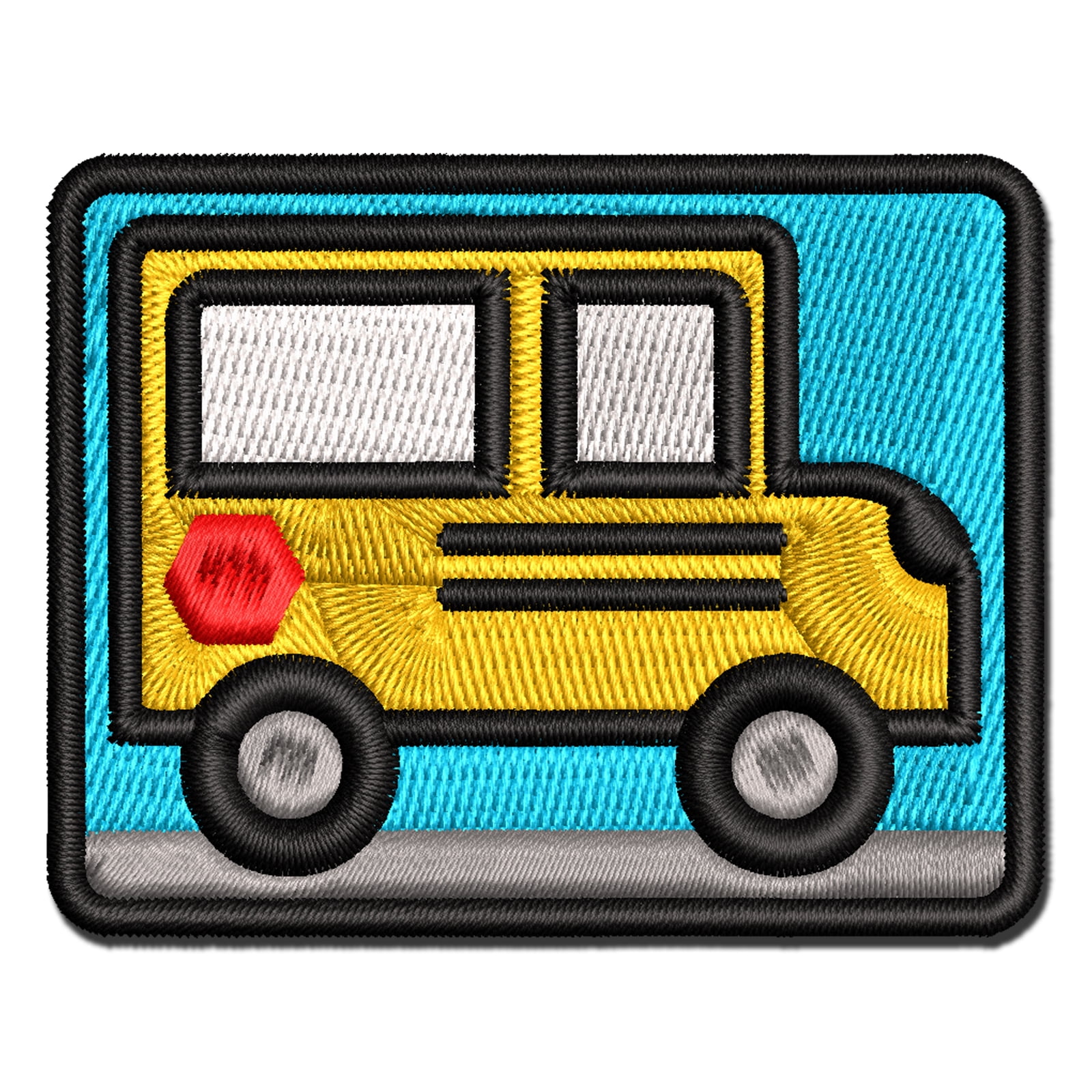 School Bus Icon Applique Multi-Color Embroidered Hook & Loop Patch - 3 ...