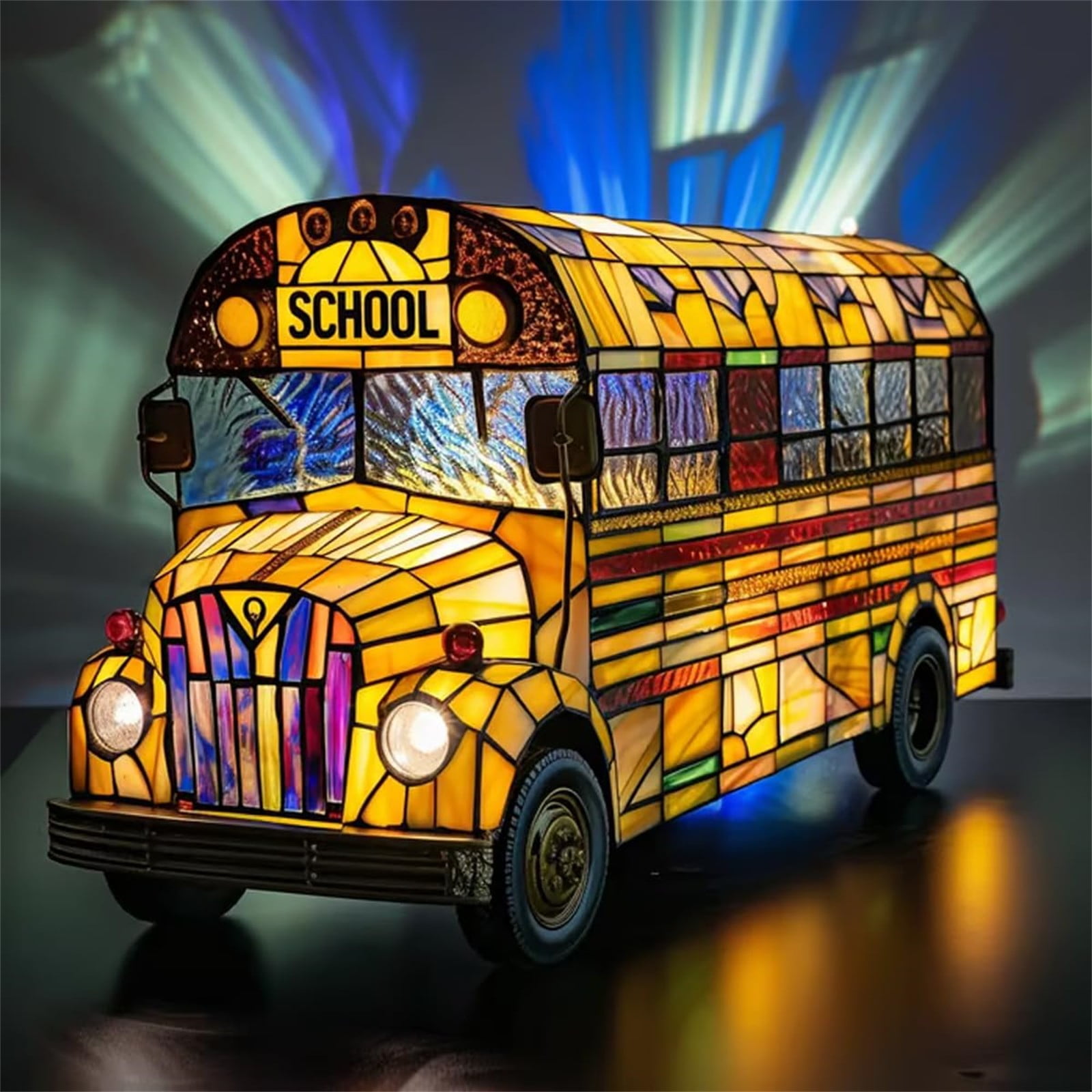 School Bus Lamp, Stained Glass Lamp, Mosaic Lamp, Retro Animals Lamp ...