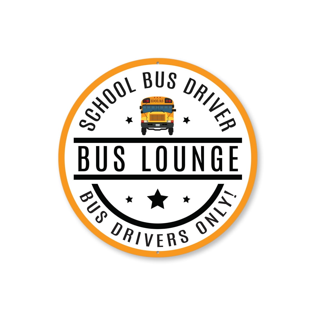 School Bus Lounge Aluminum Metal Decor Sign - 12" Round - Walmart.com