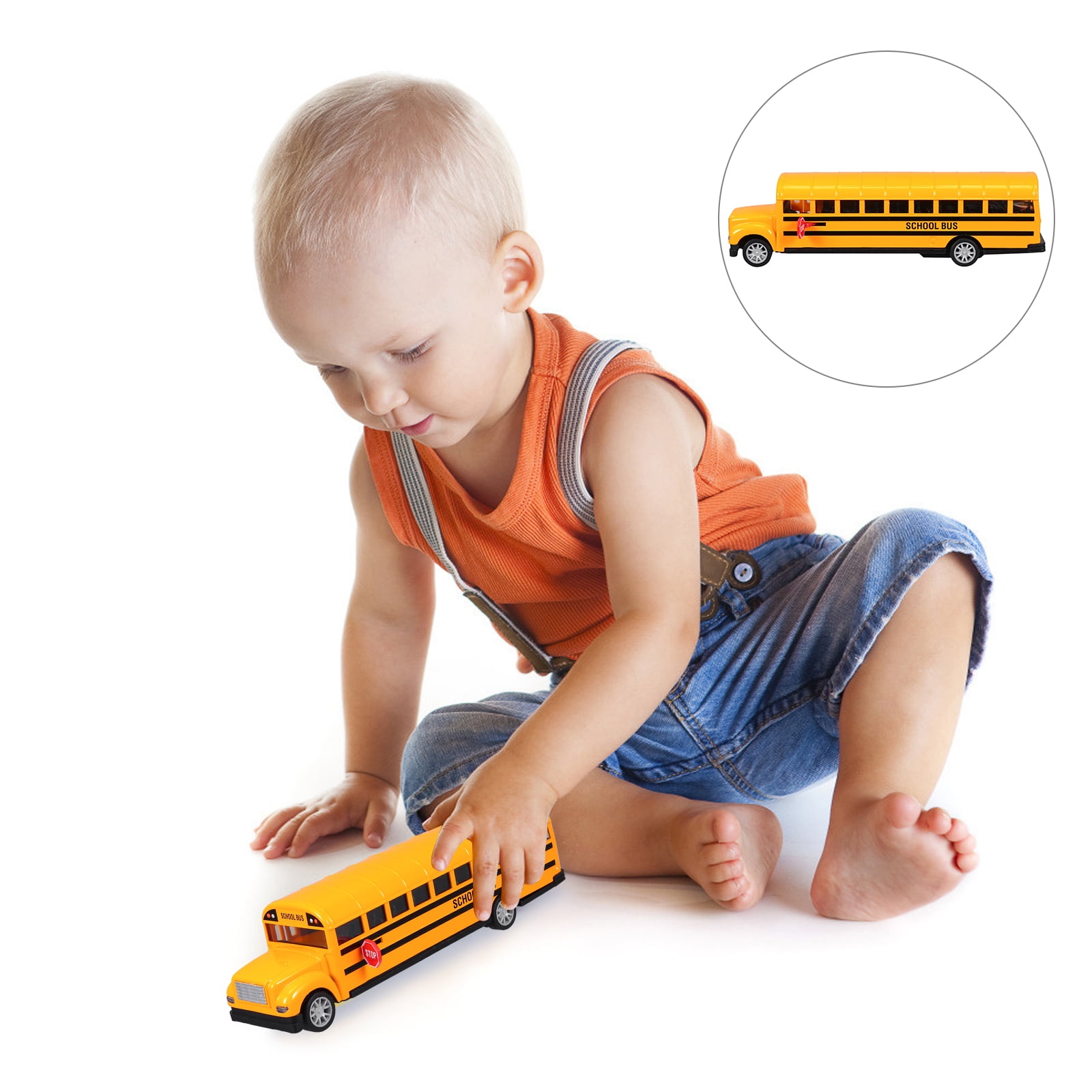 School Bus Model Figurine: Bus Model Back Car Tiny Car Children Playing ...