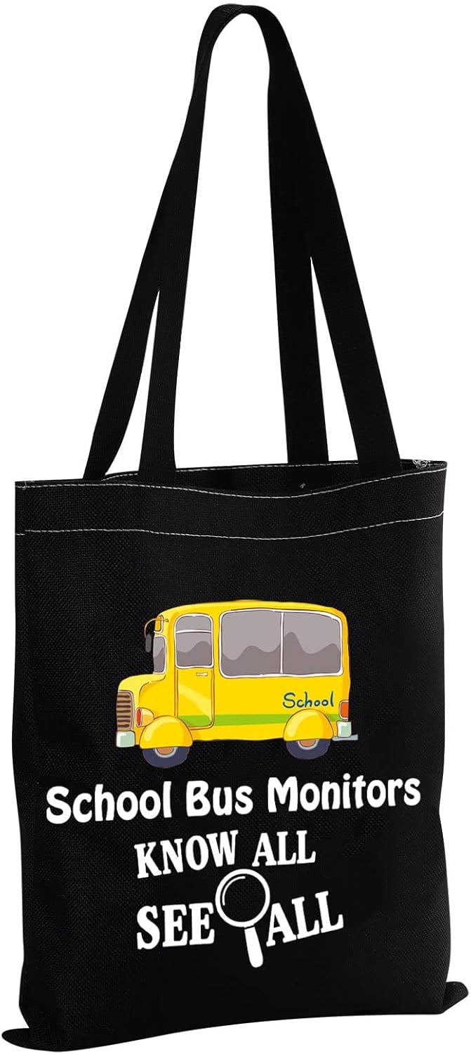 School Bus Monitor Tote Bag School Bus Monitors Know all See all Bag ...