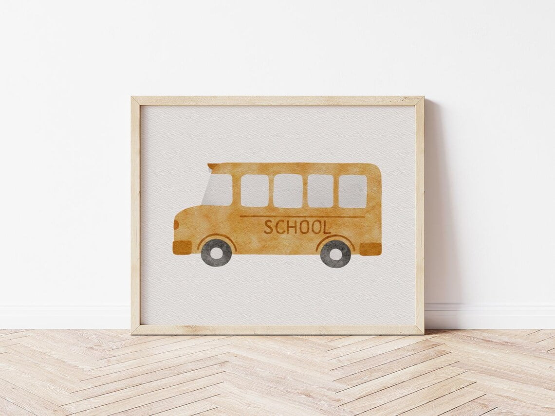 School Bus Poster: Room Wall Art, Unframed Canvas Size 12x18 - Walmart.com