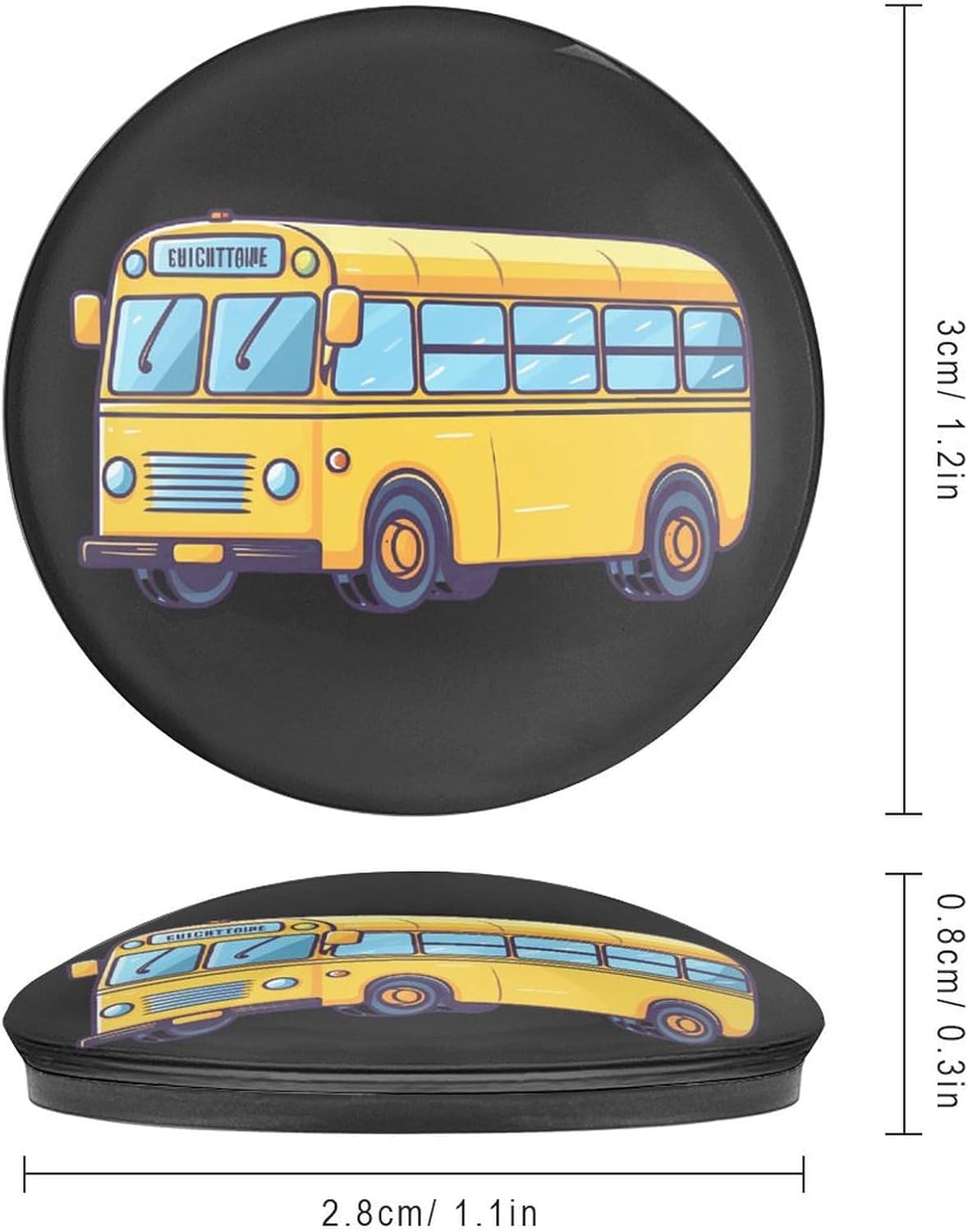 School Bus Round Glass Refrigerator Magnet Cute Fridge Sticker For ...