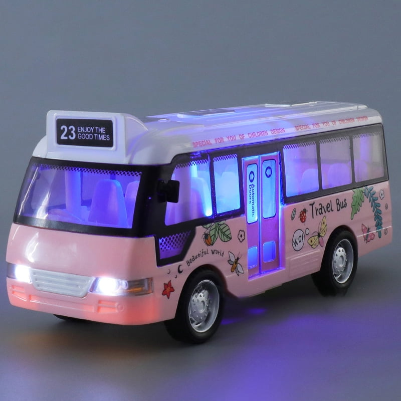 School Bus Sound Light Tour Bus Model Boy Toy Diecasts Toy Vehicles ...