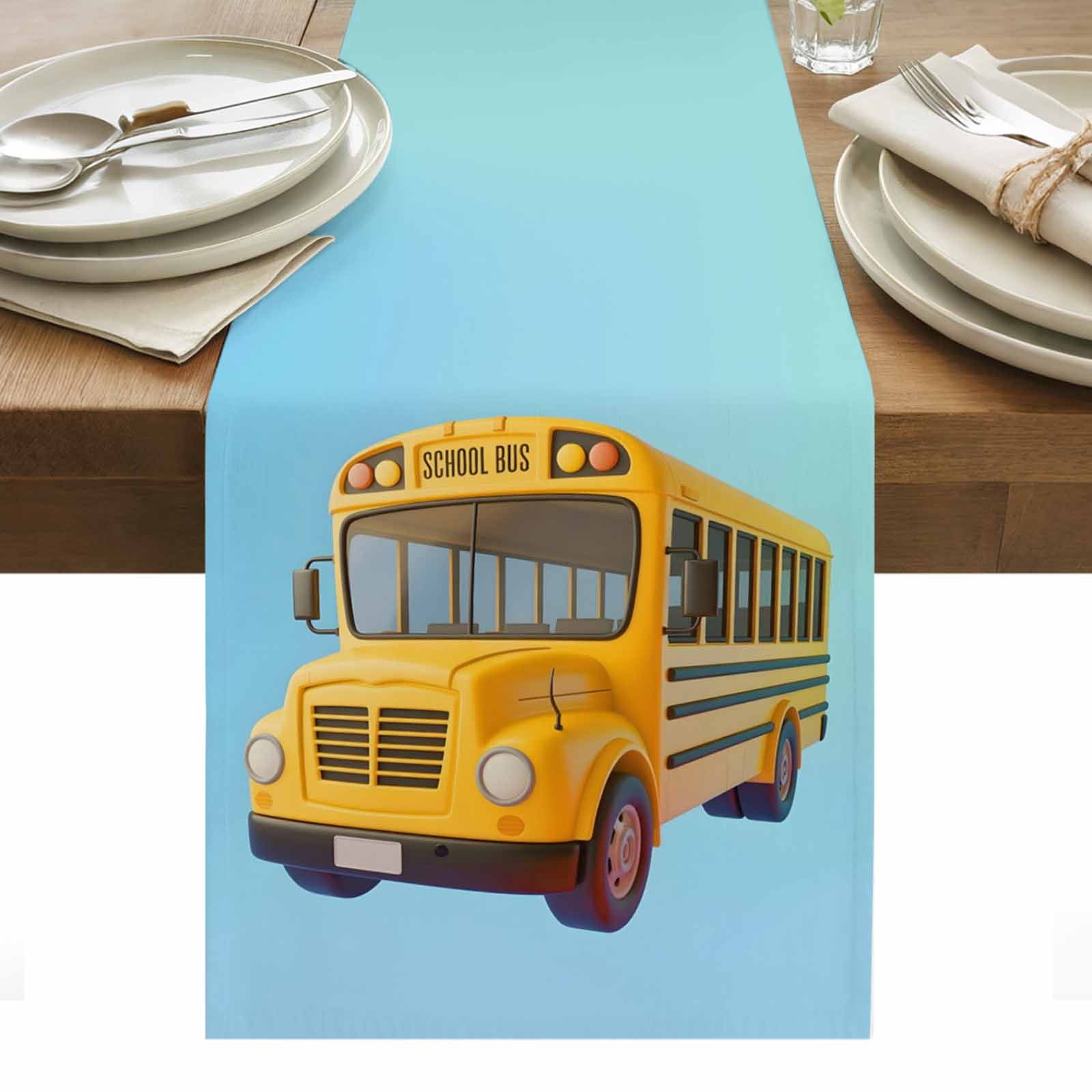 School Bus Table Runner - 108 Inch Long, Kitchen Dining Table Runner ...