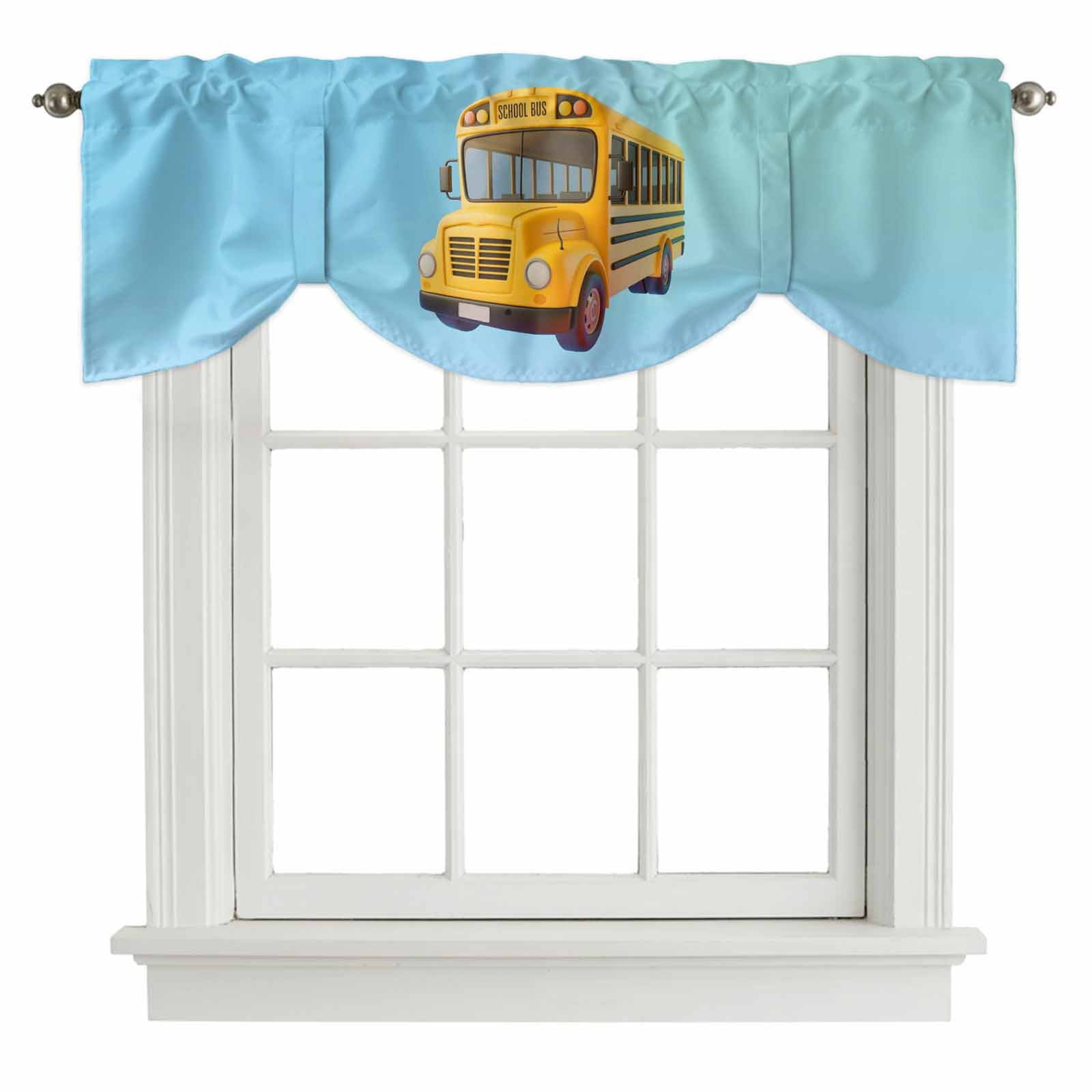 School Bus Tie Up Valance Curtains for Windows, Kitchen Curtains Window ...
