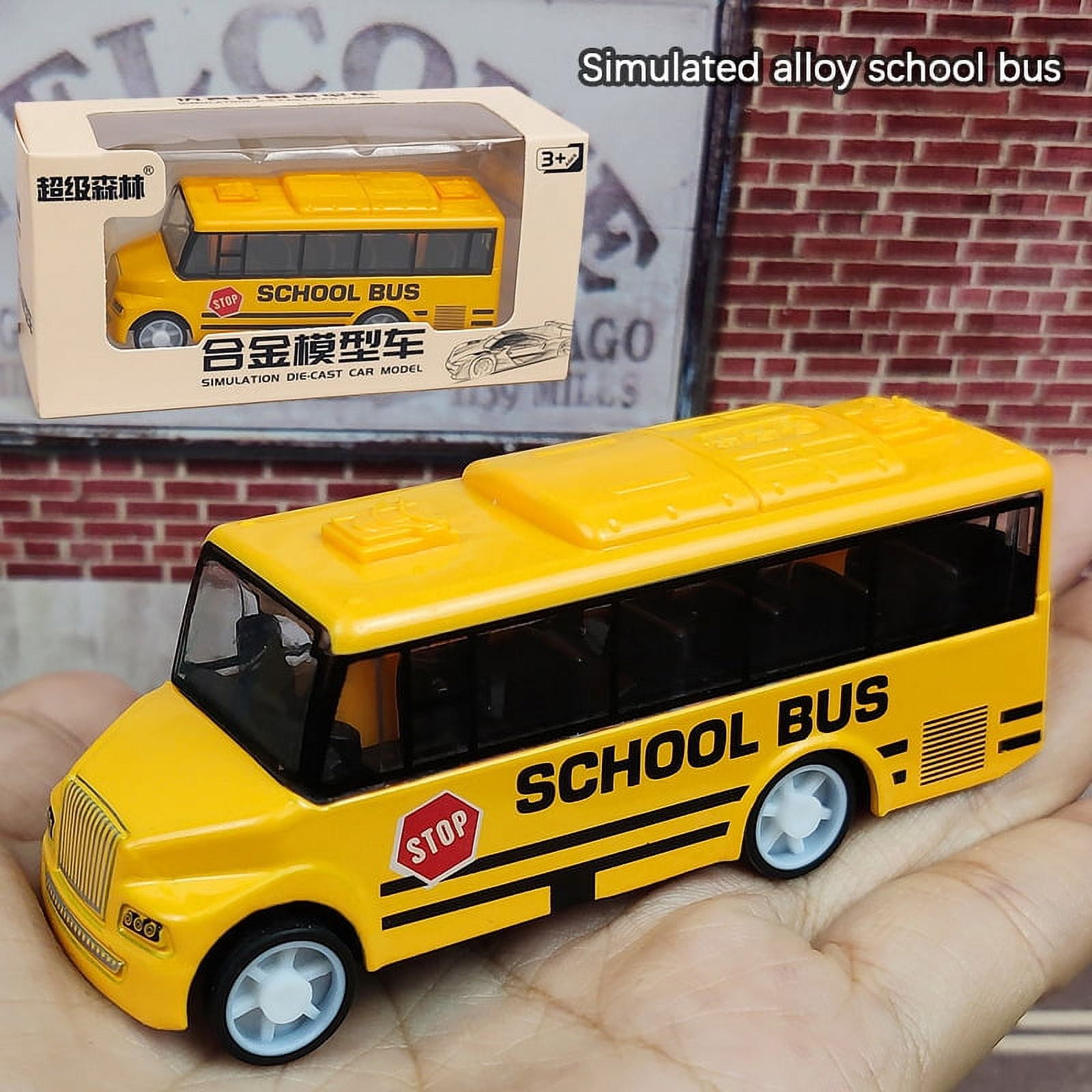 School Bus Toy Simulate Exquisite Body Yellow Bus With Pull Back ...