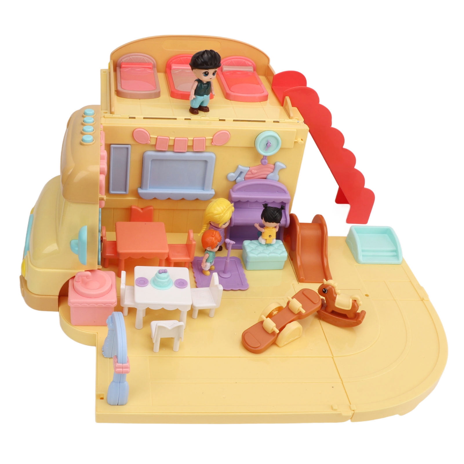 School Bus Toy Sliding Transform Music Storage School Bus Toy Set For ...