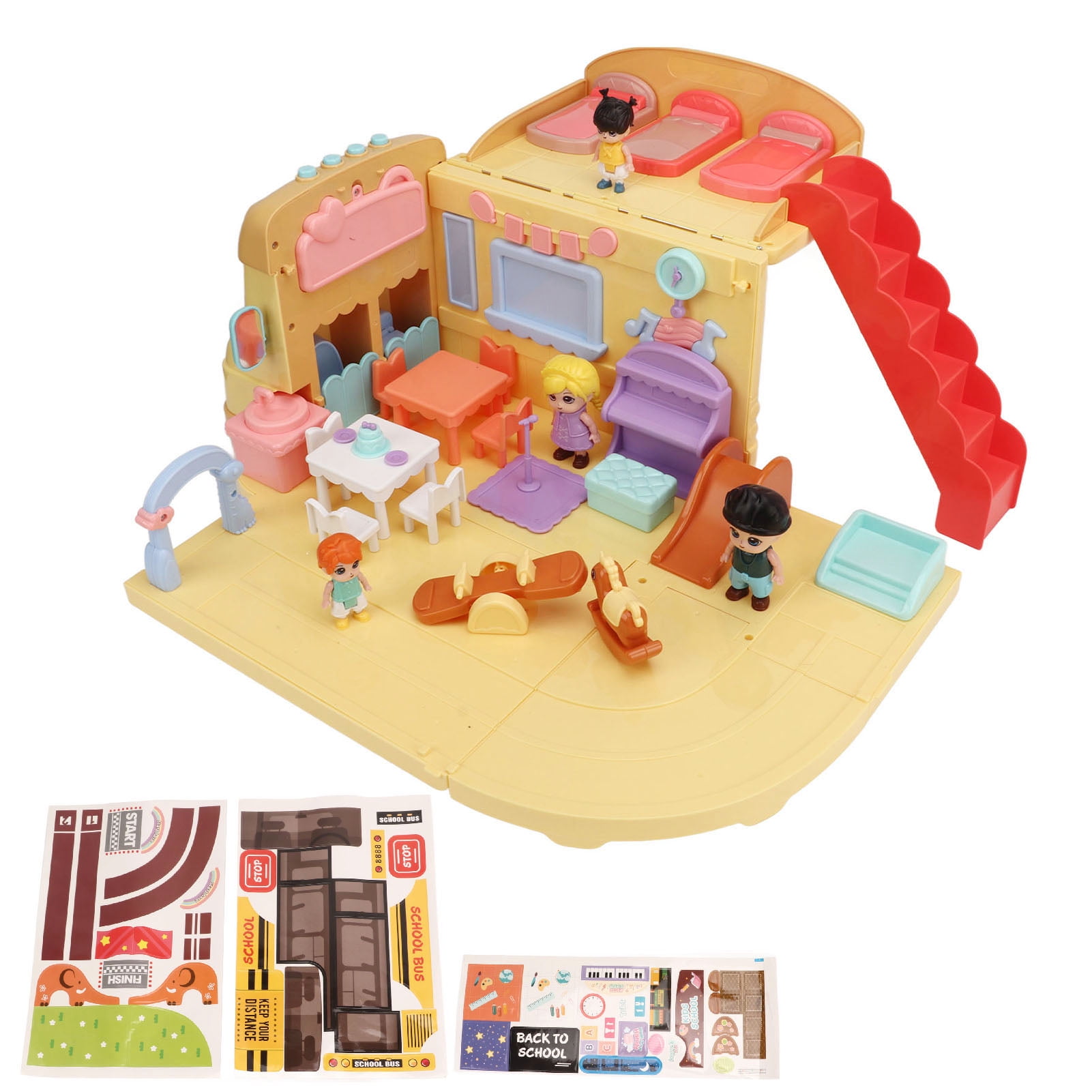 School Bus Toy Sliding Transform Music Storage School Bus Toy Set For ...