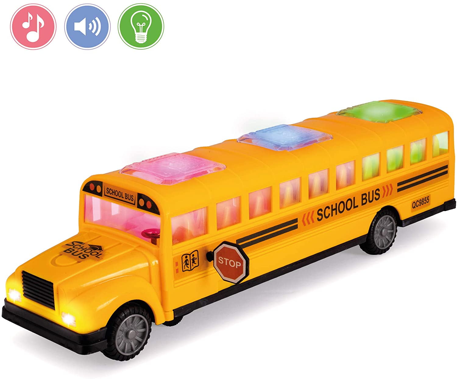 School Bus Toys, Yellow Playtime Bus with Flashing Lights and Sounds ...