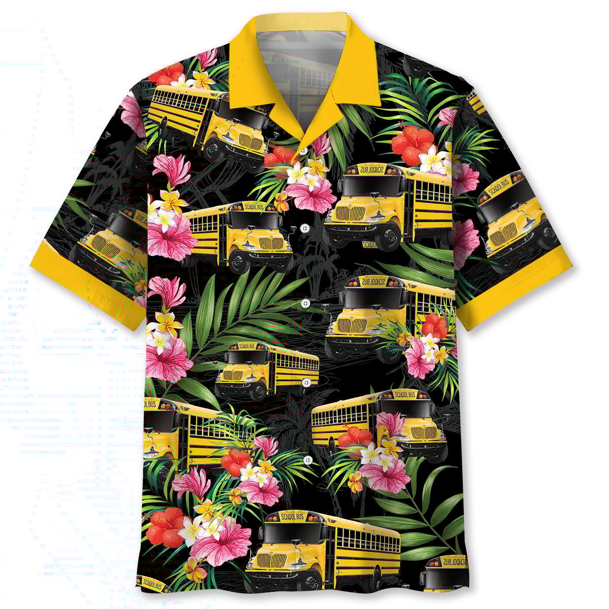 School Bus Tropical Hawaiian Shirt, Perfect Shirt For School Bus Driver ...