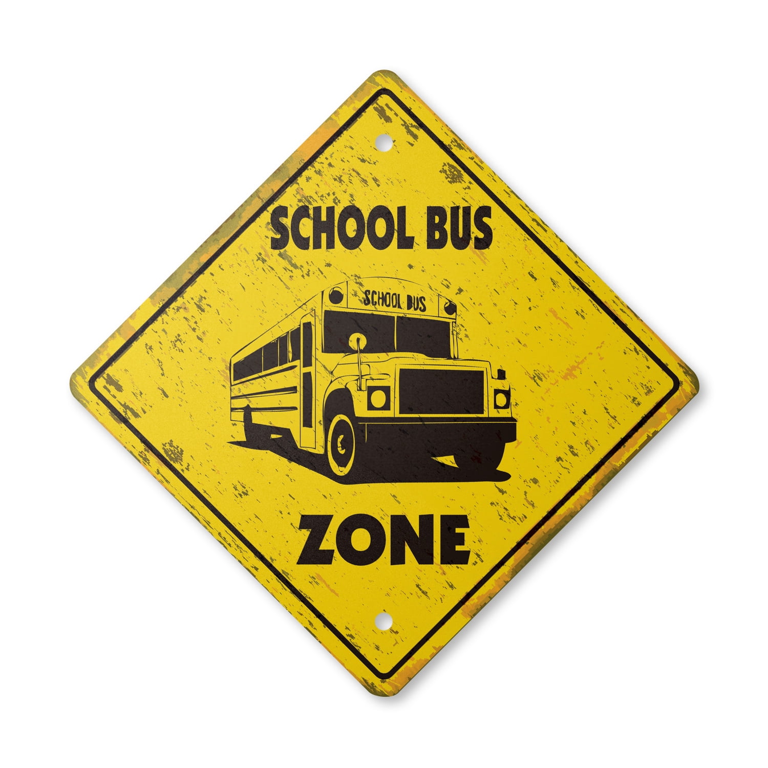 School Bus Vintage Crossing Sign Zone Xing | Indoor/Outdoor Plastic ...